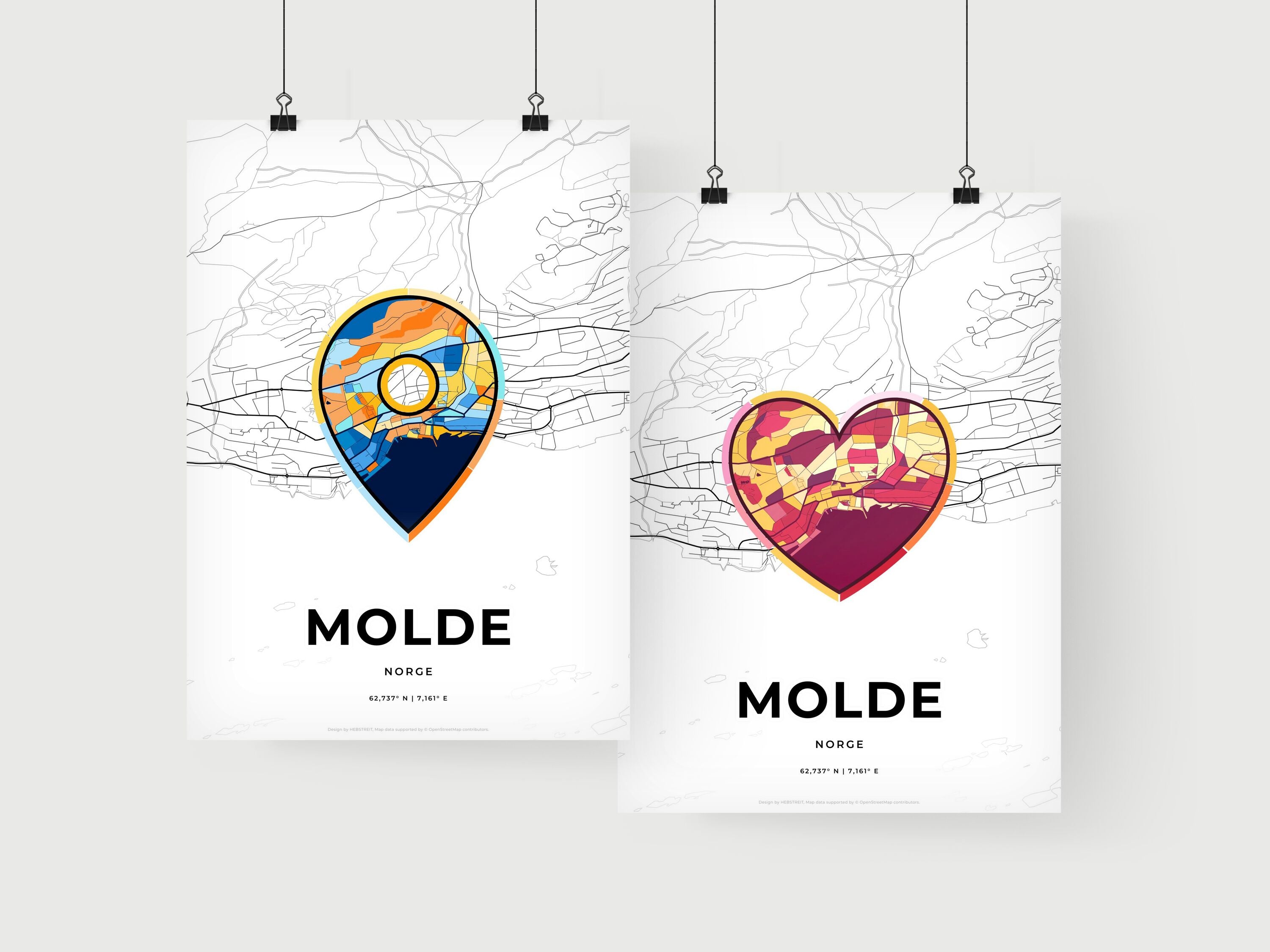 Molde Norway, Minimal Art Map With A Colorful Icon – HEBSTREIT