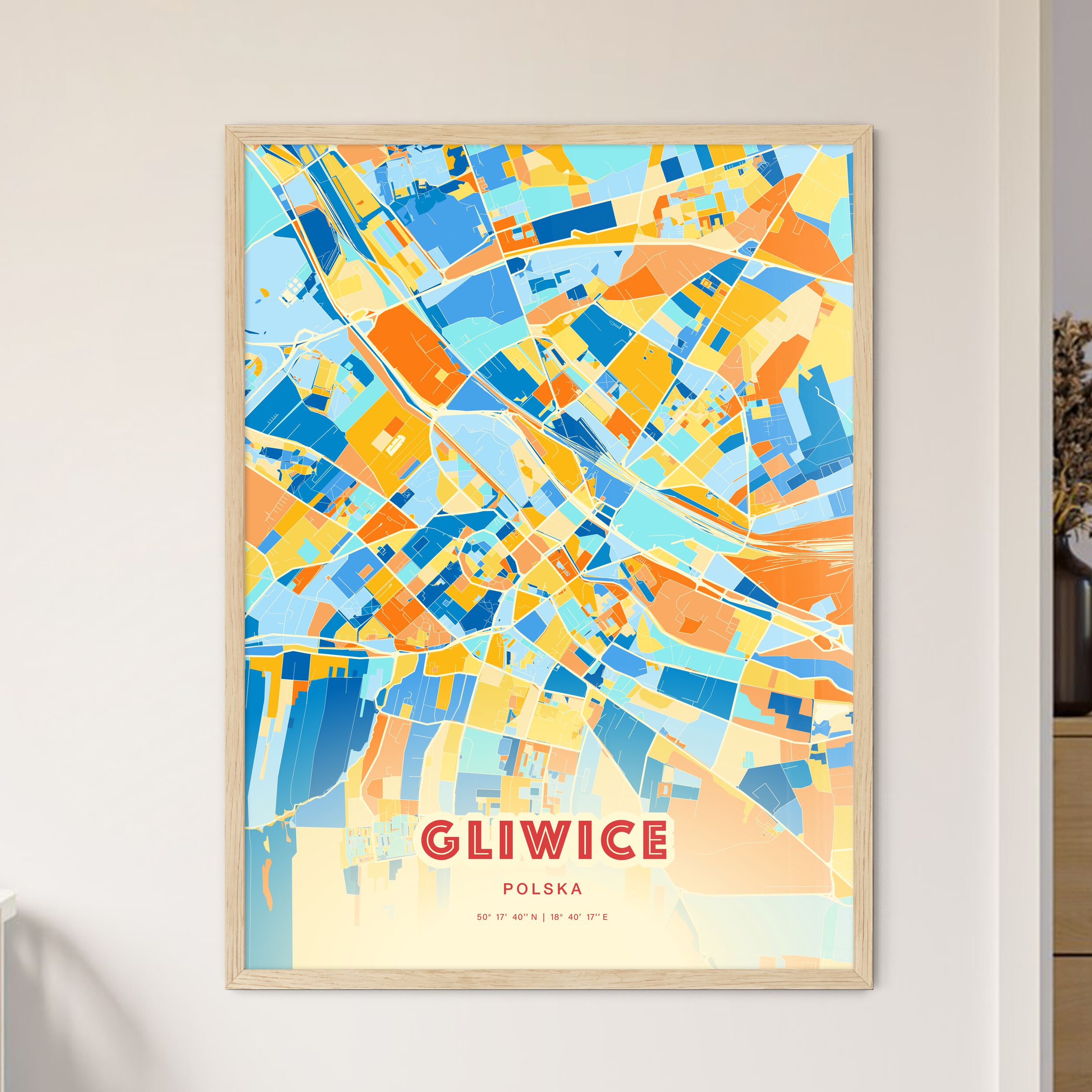 Colorful Gliwice Poland Fine Art Map Poster | Customizable – HEBSTREIT