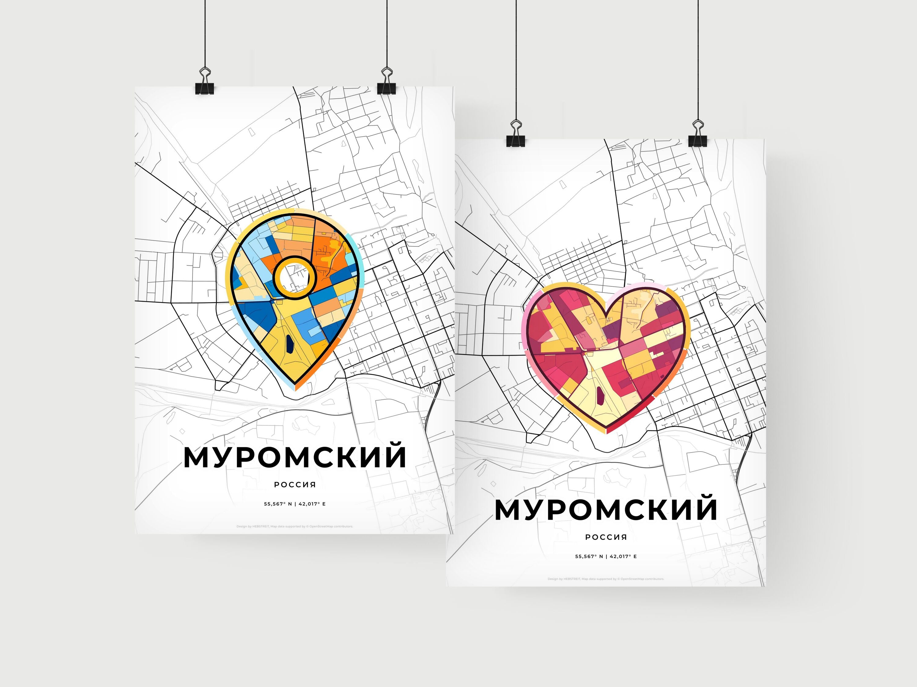 Murom Russia, Minimal Art Map With A Colorful Icon – HEBSTREIT