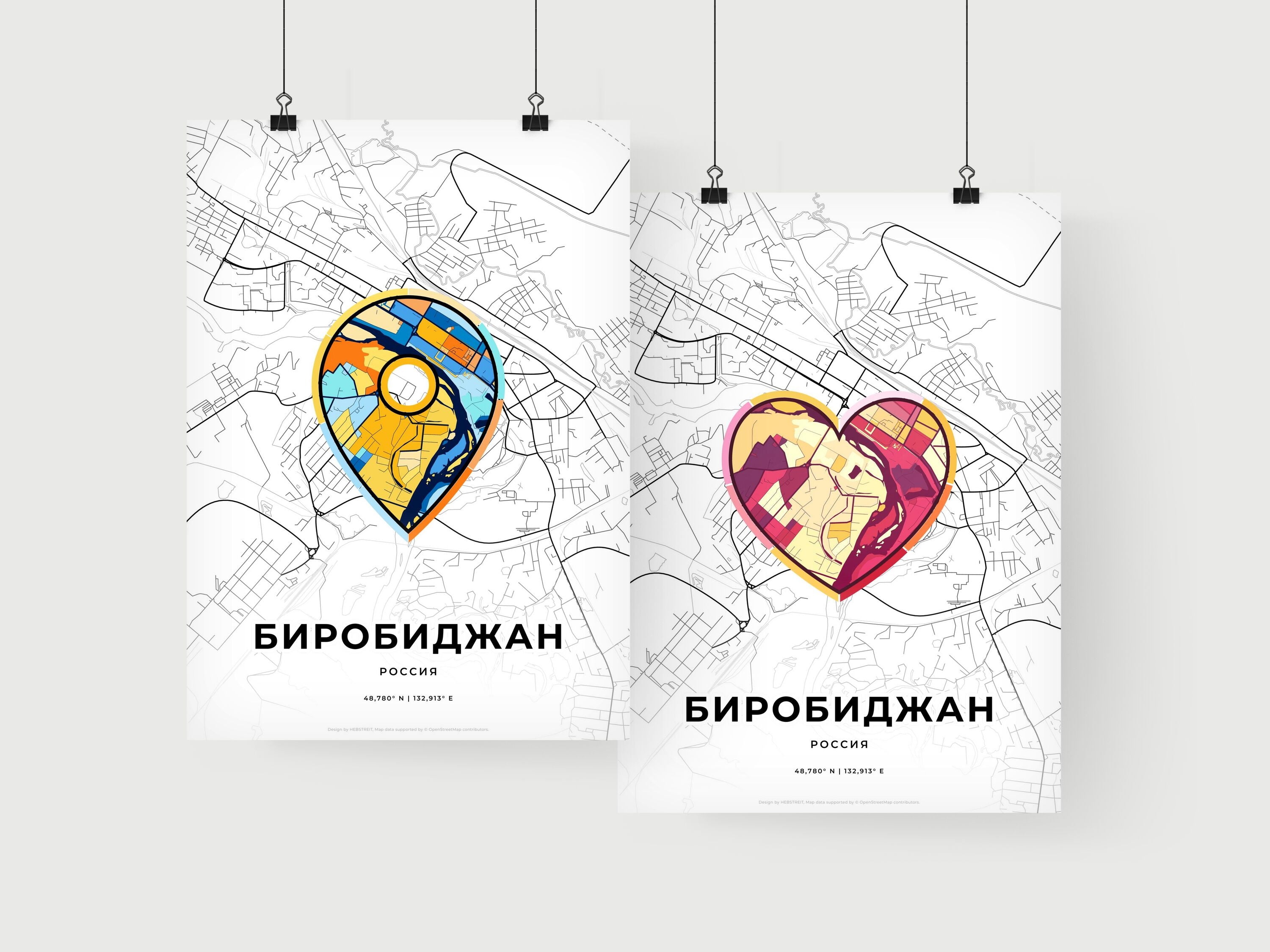 Birobidzhan Russia, Minimal Art Map With A Colorful Icon – HEBSTREIT