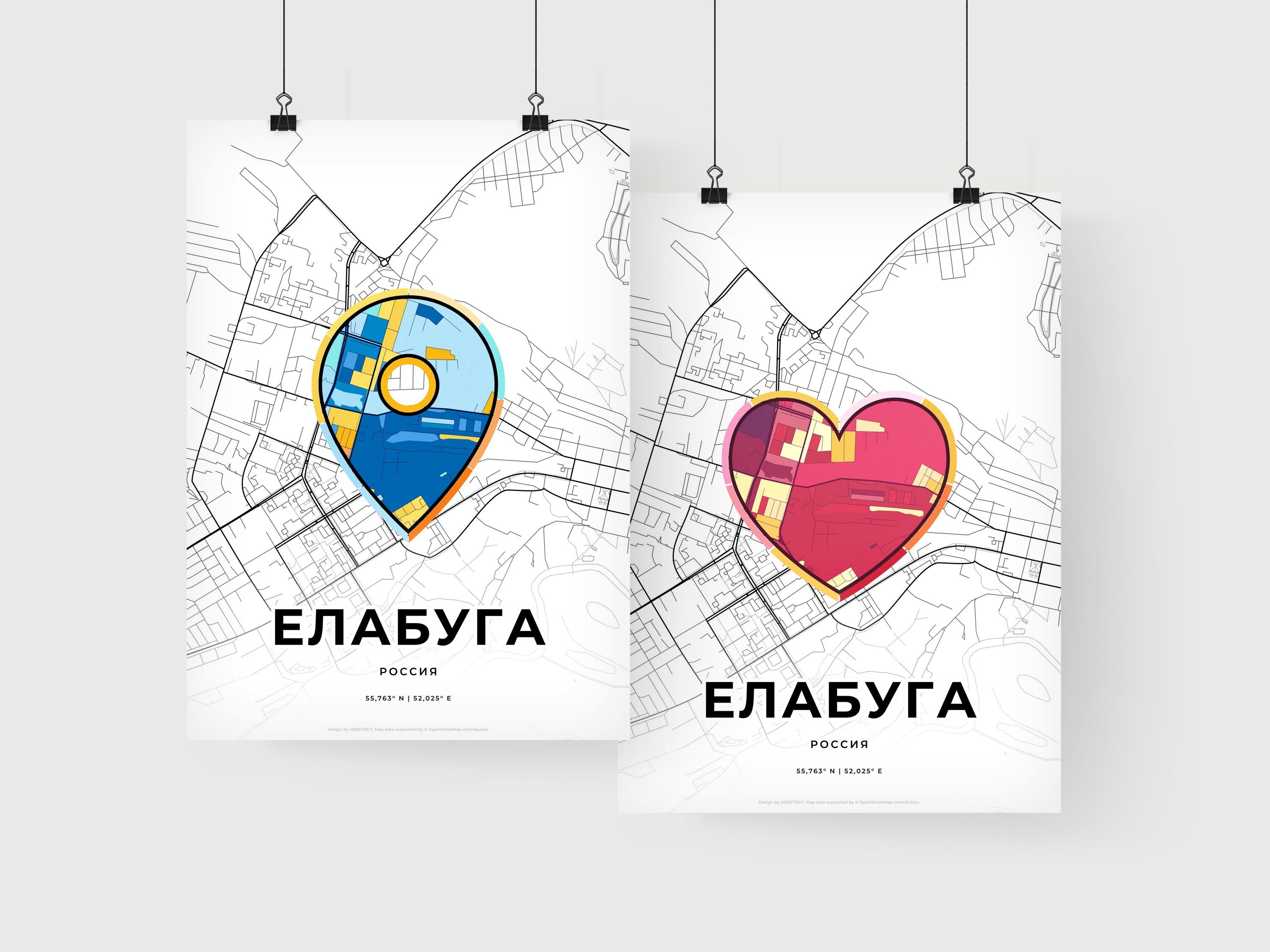 YELABUGA RUSSIA minimal art map with a colorful icon. Creative city map ...