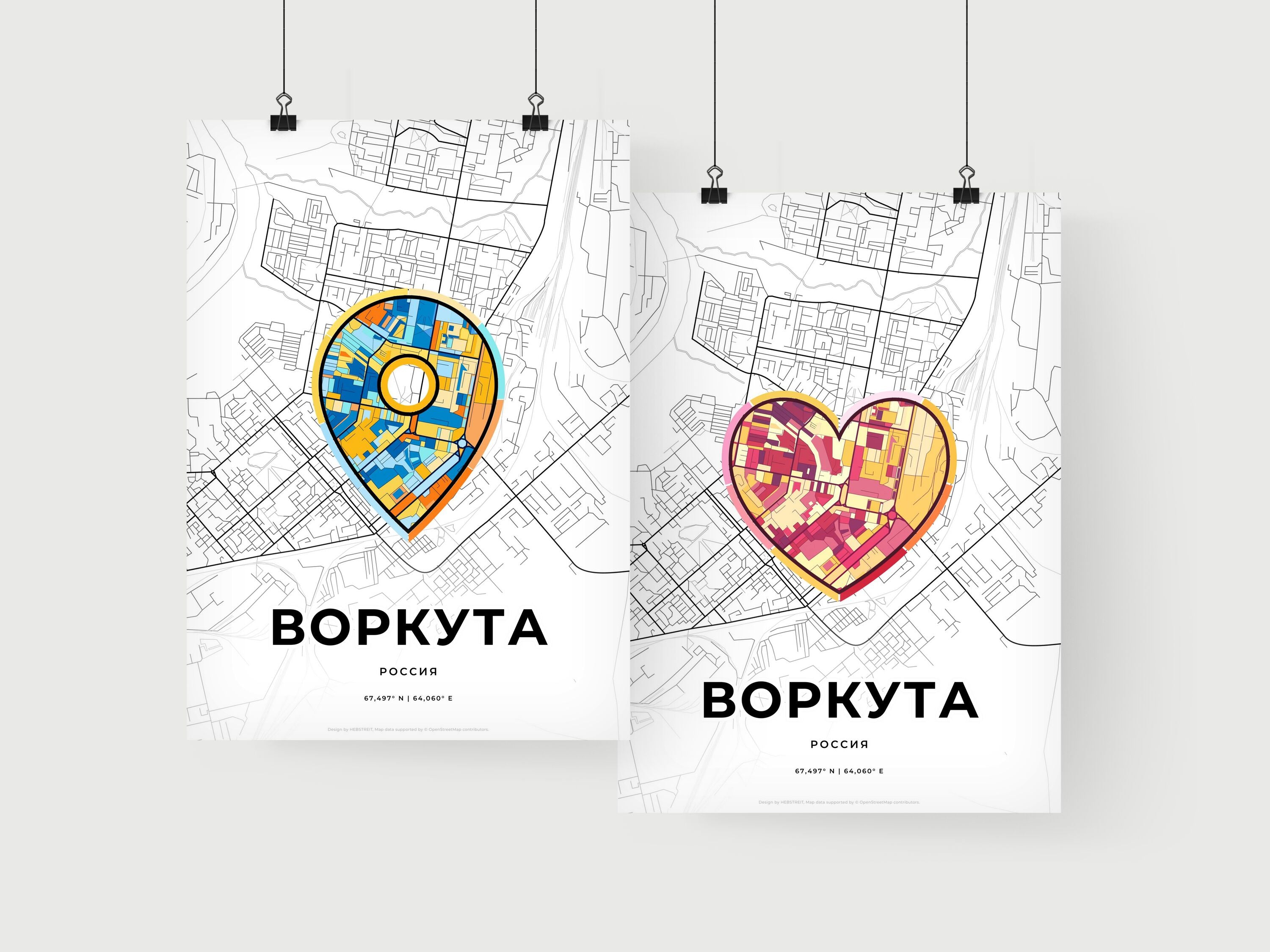 Vorkuta Russia Art Map – HEBSTREIT