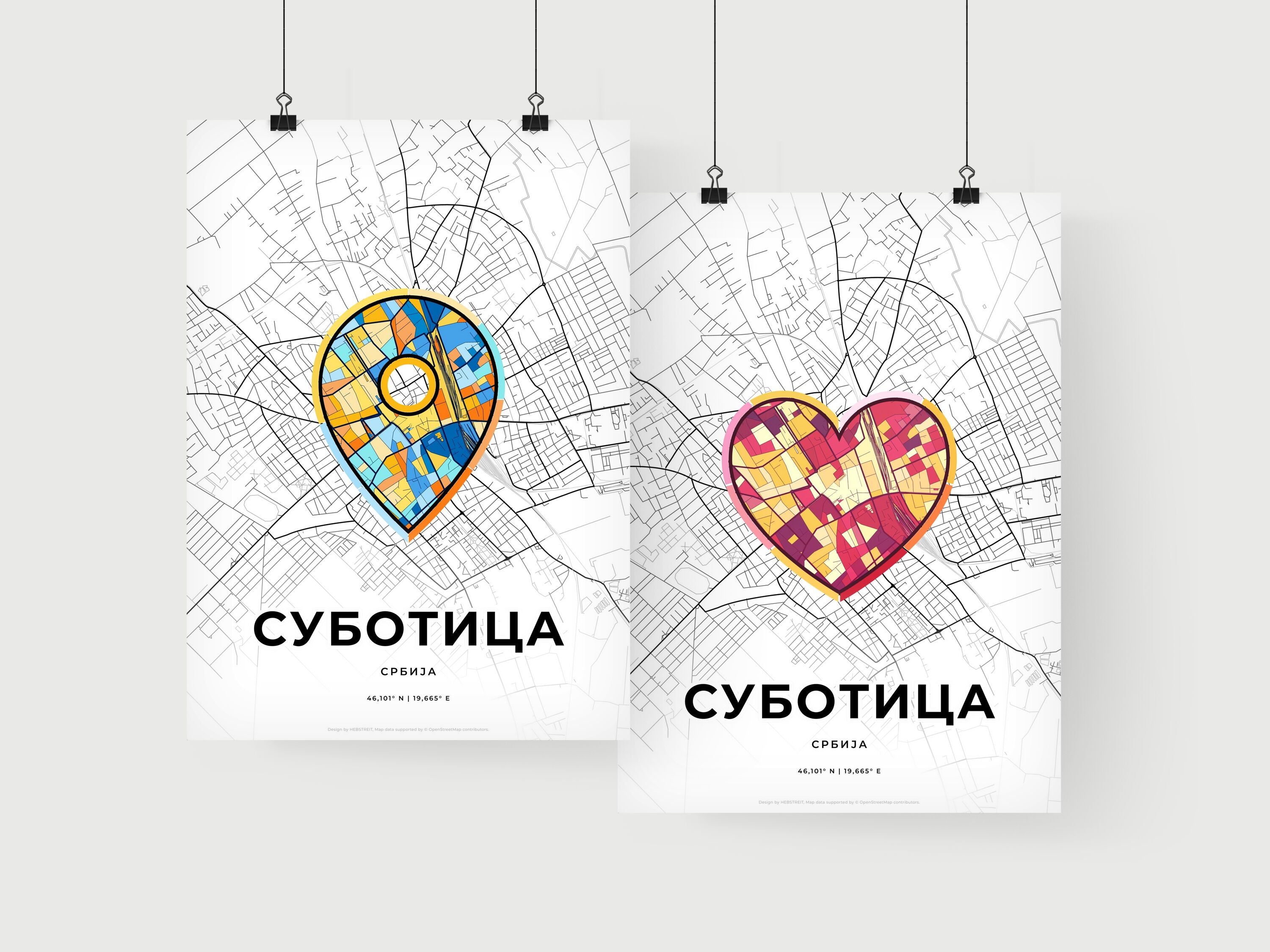 Subotica Serbia, Minimal Art Map With A Colorful Icon – HEBSTREIT