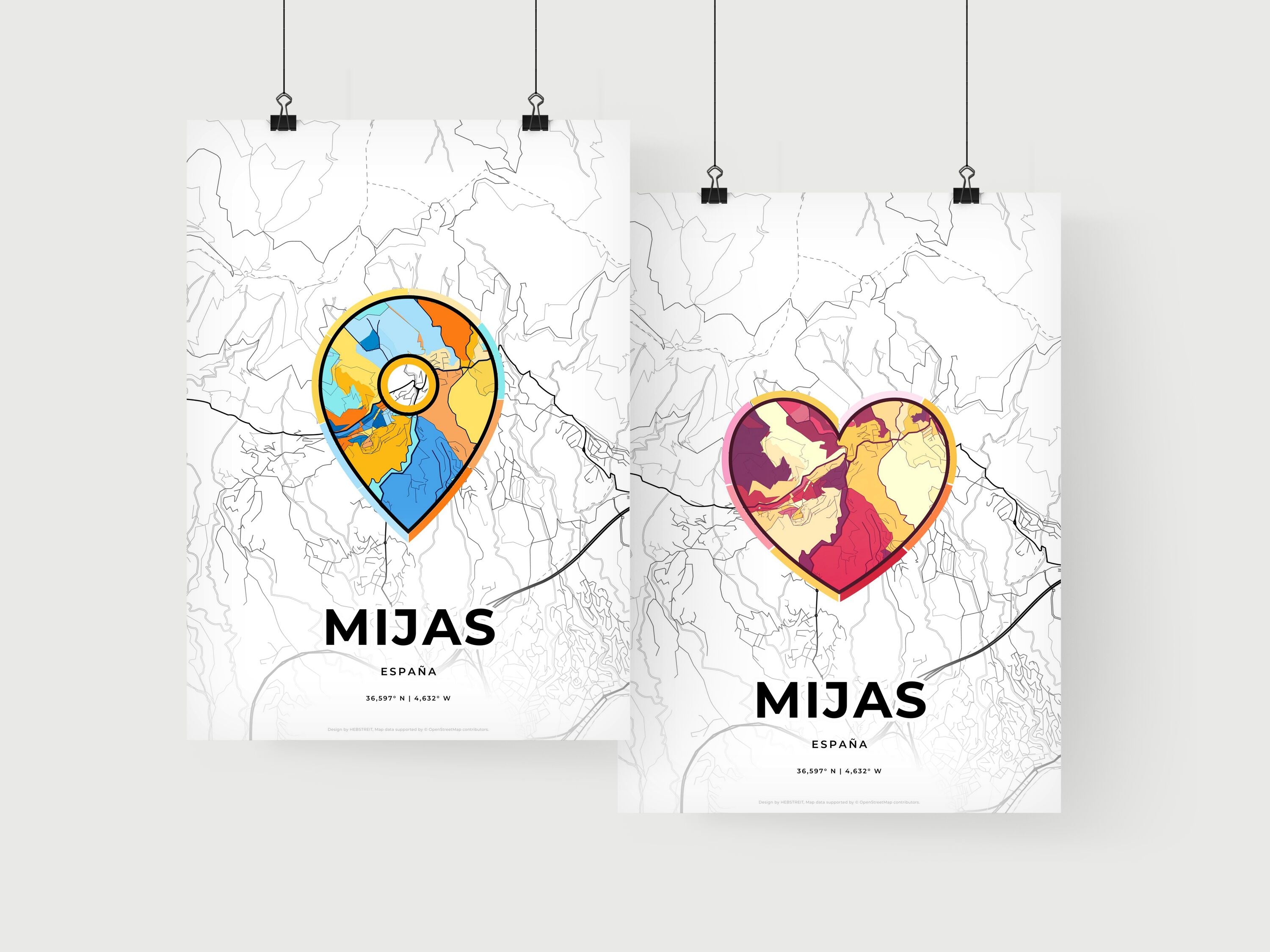 Mijas Spain, Minimal Art Map With A Colorful Icon – HEBSTREIT