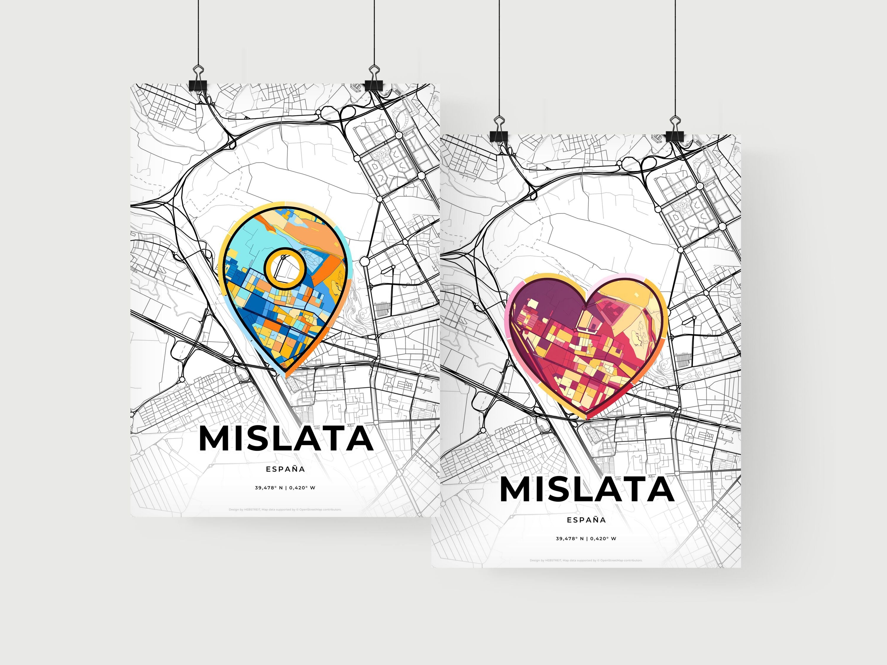Mislata Spain, Minimal Art Map With A Colorful Icon – HEBSTREIT