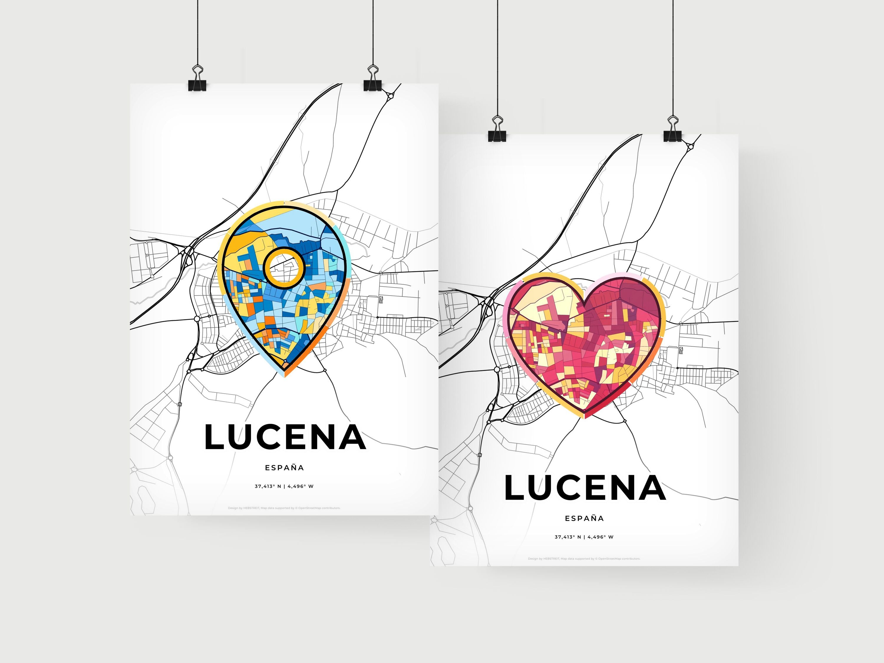 Lucena Spain, Minimal Art Map With A Colorful Icon – HEBSTREIT