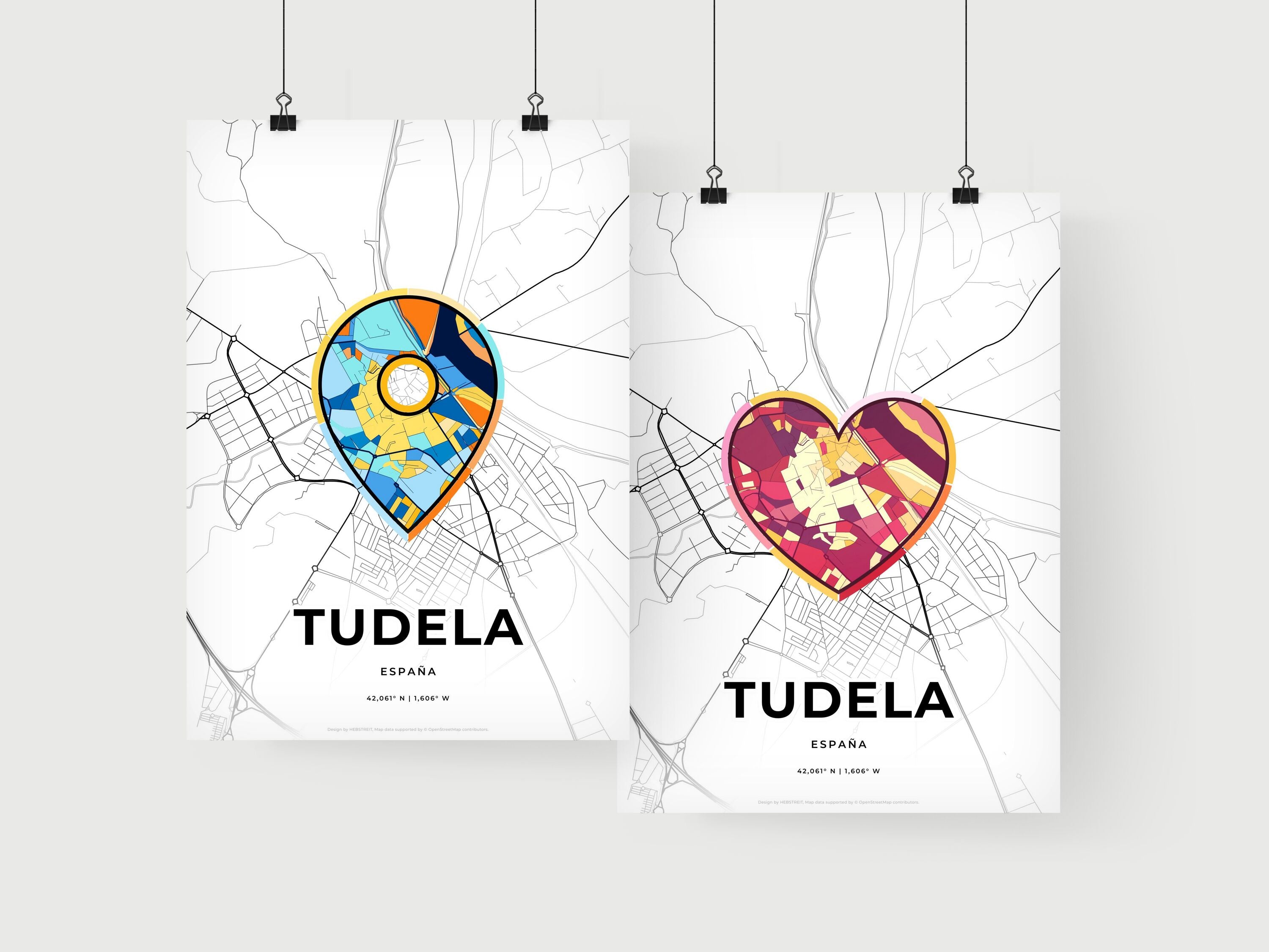 Tudela Spain, Minimal Art Map With A Colorful Icon – HEBSTREIT