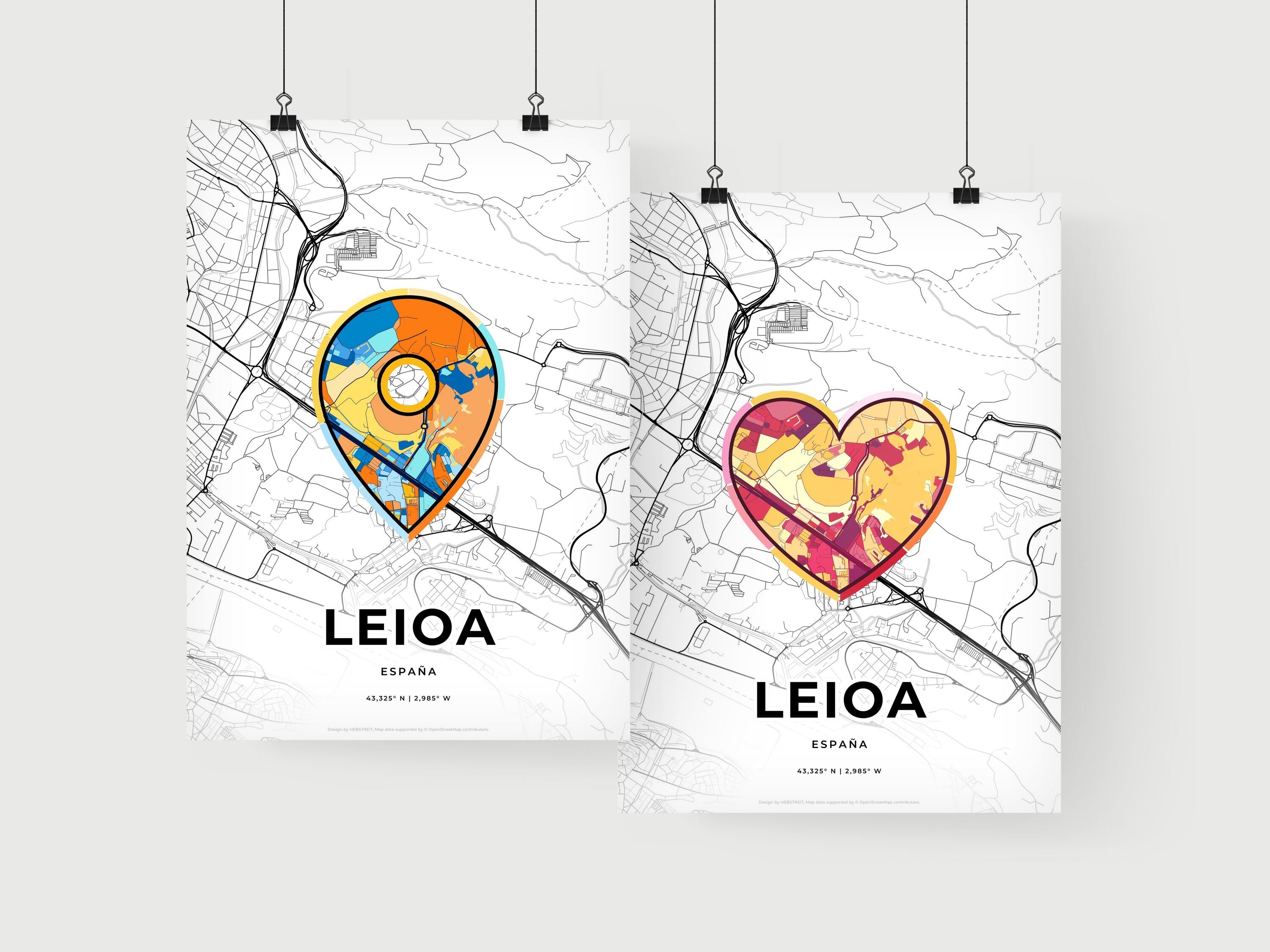 Leioa Spain, Minimal Art Map With A Colorful Icon – HEBSTREIT