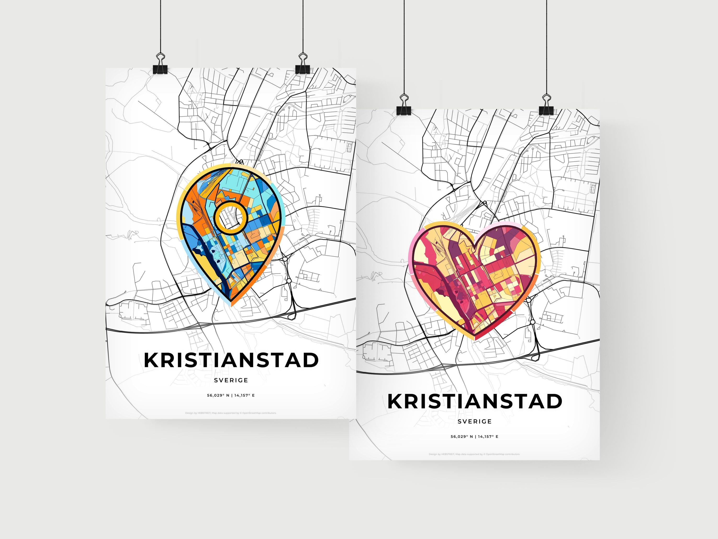 Kristianstad Sweden, Minimal Art Map With A Colorful Icon – HEBSTREIT