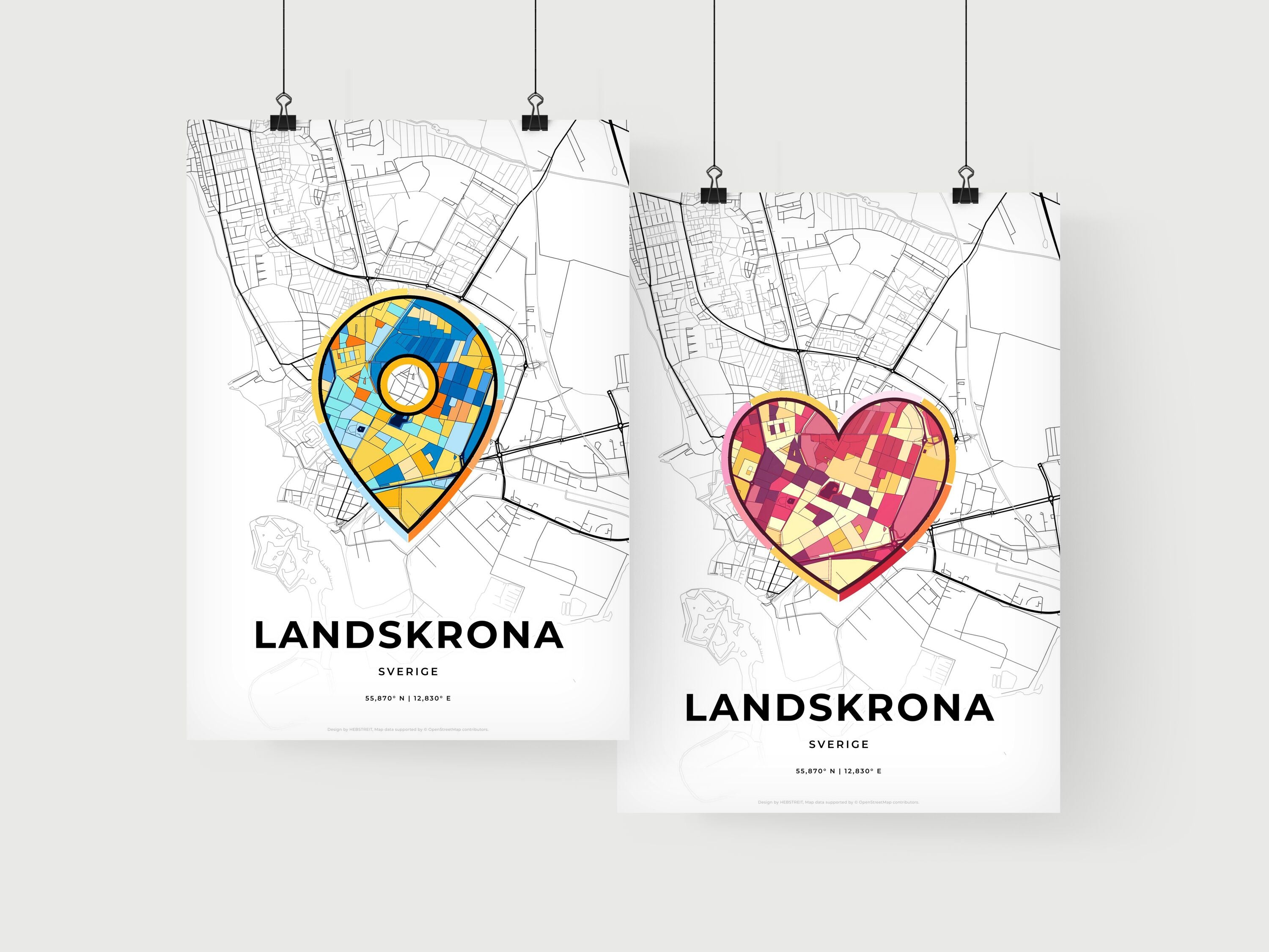 Landskrona Sweden Art Map – HEBSTREIT