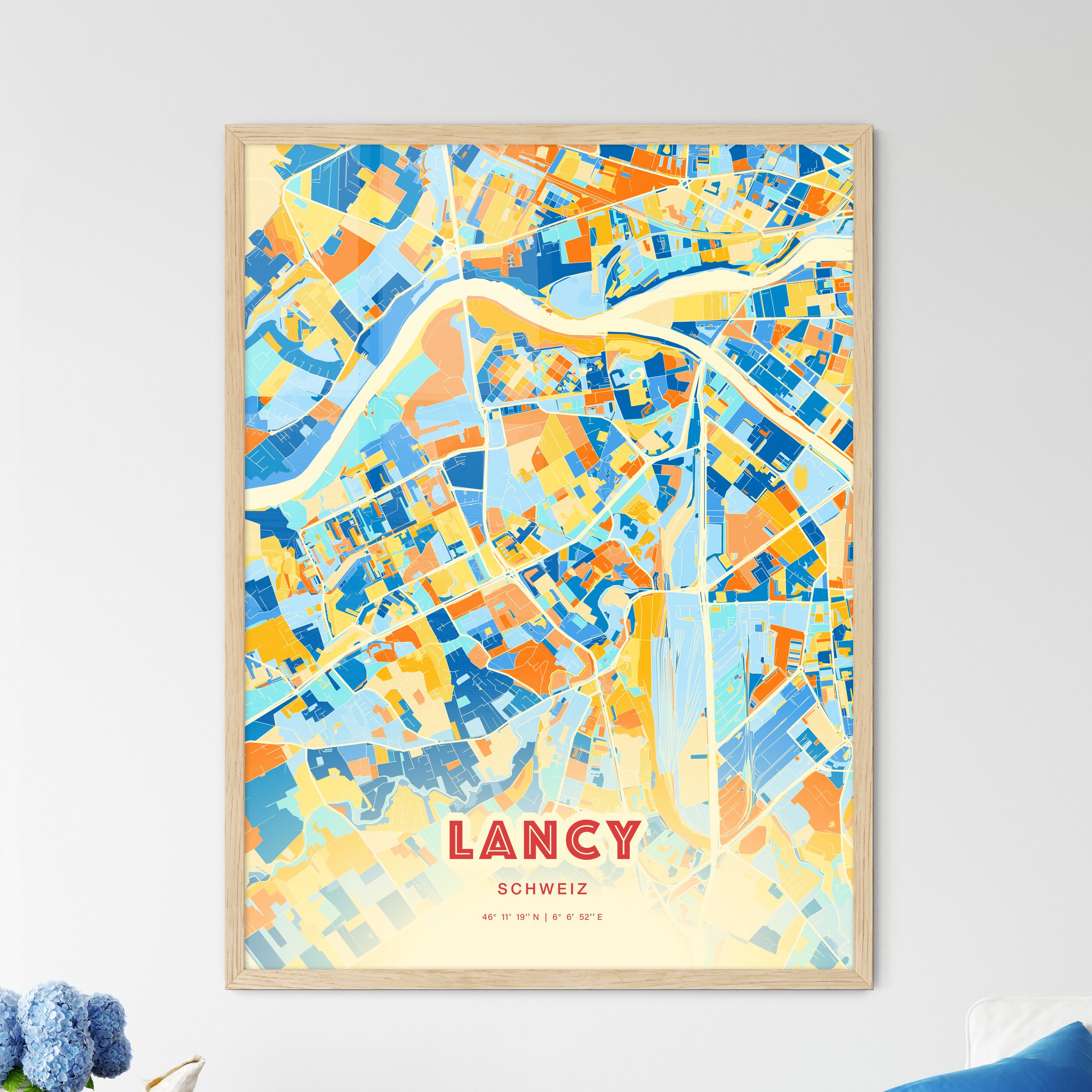 Colorful LANCY SWITZERLAND Fine Art Print by HEBSTREIT