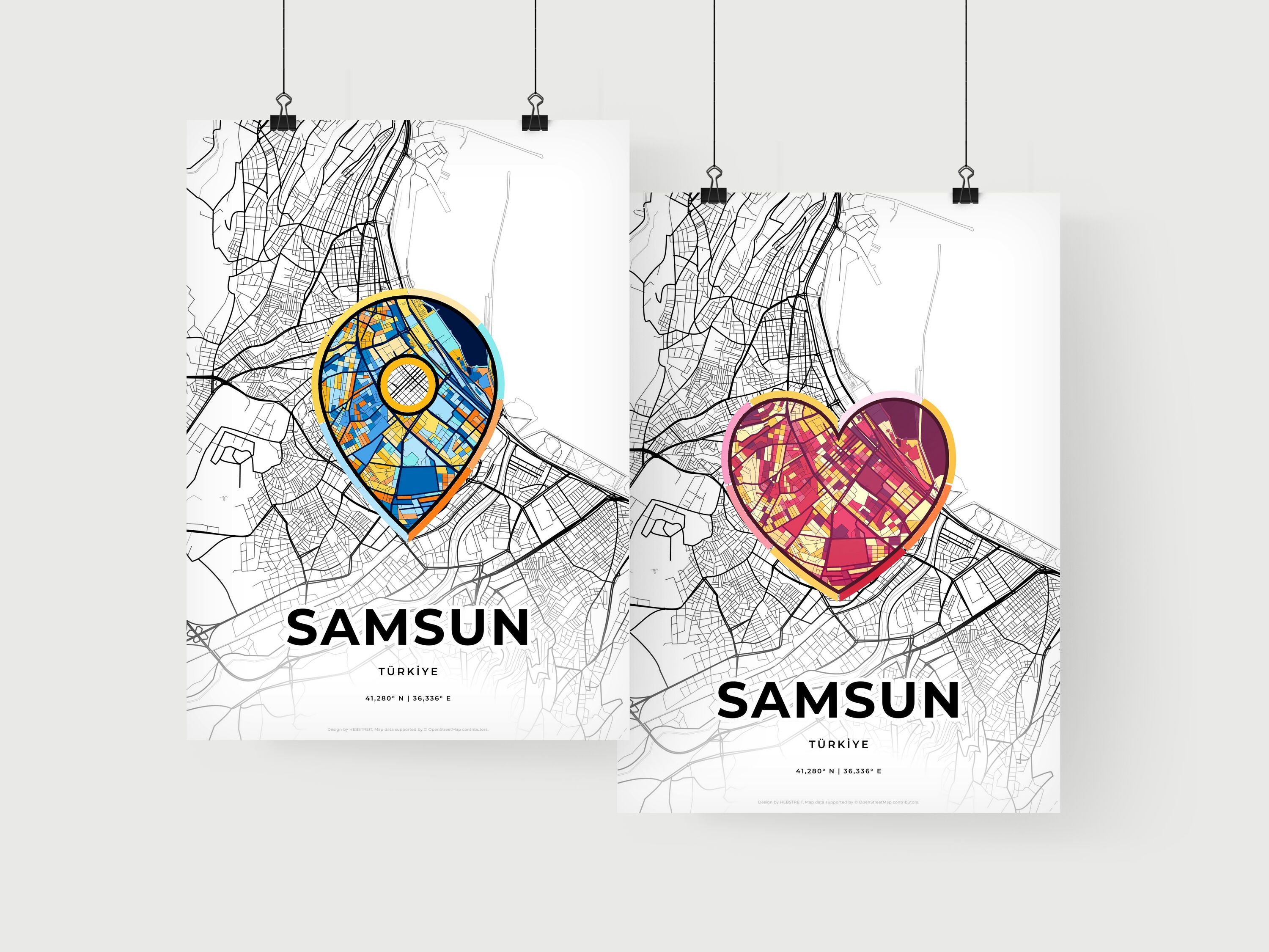 Art Map of Samsun Turkey, Minimal Art Map With A Colorful Icon – HEBSTREIT
