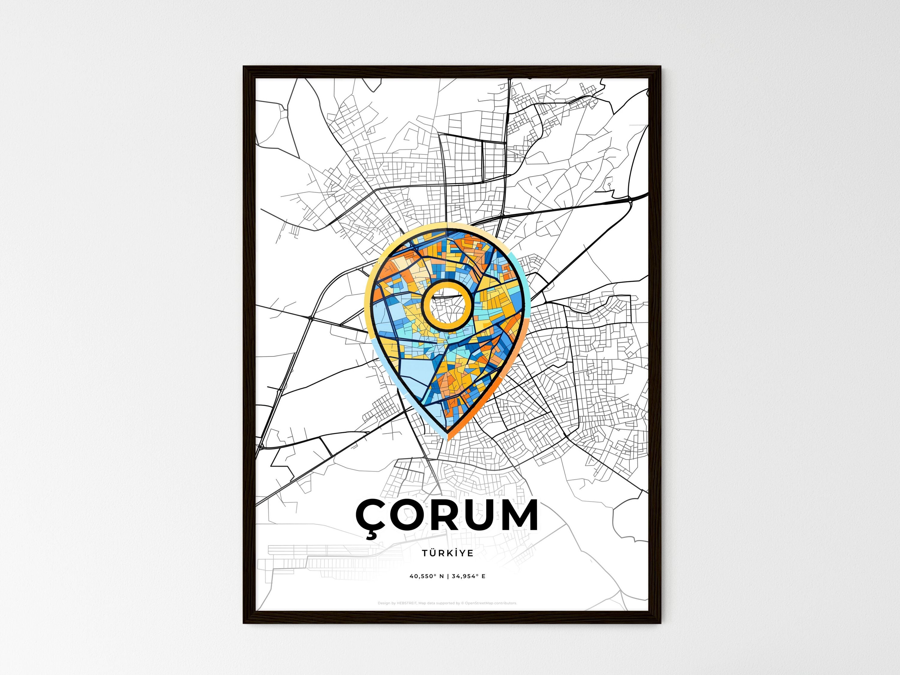 ÇORUM TURKEY minimal art map with a colorful icon. Creative city map ...