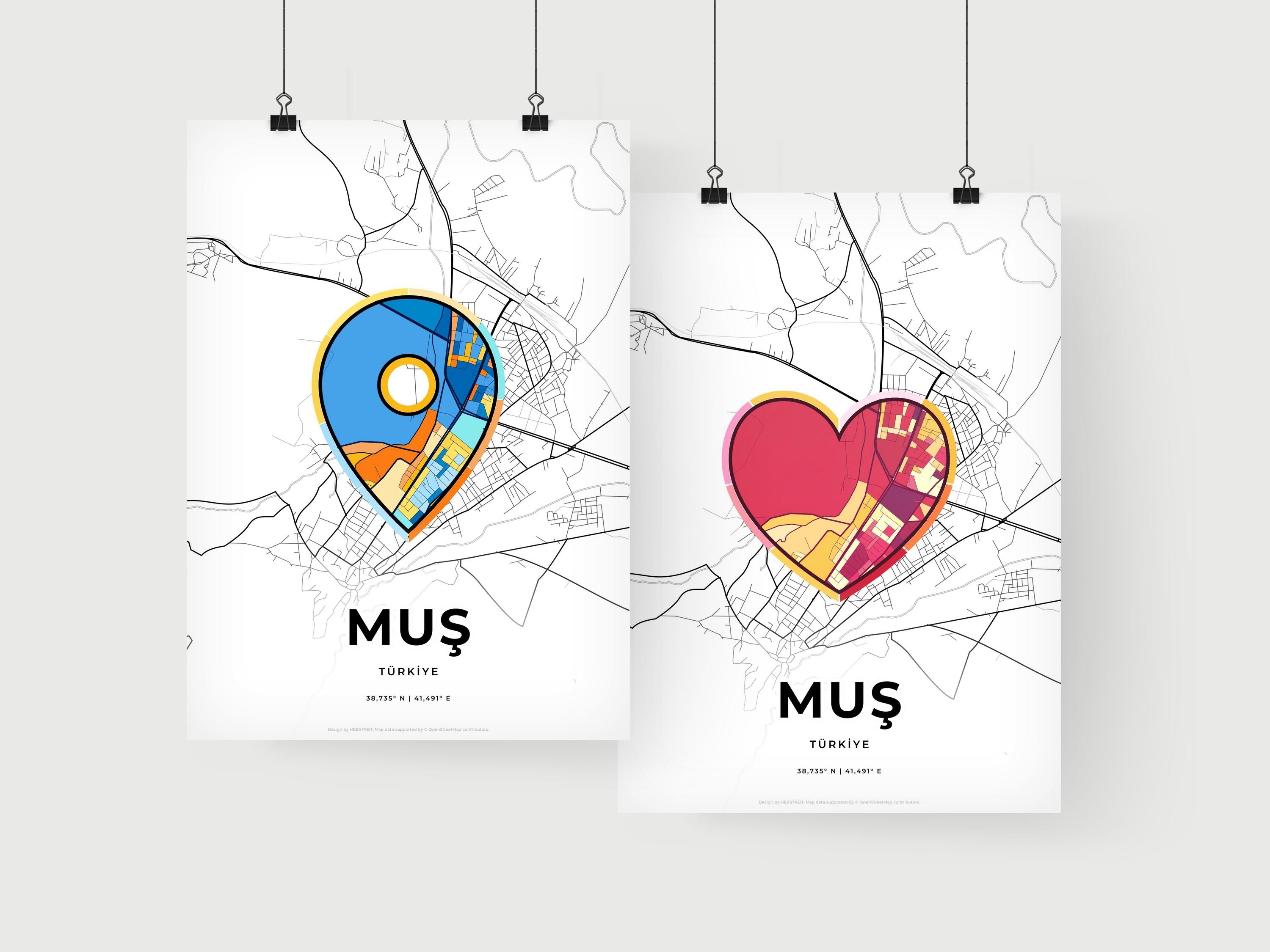 Art Map of Muş Turkey, Minimal Art Map With A Colorful Icon – HEBSTREIT