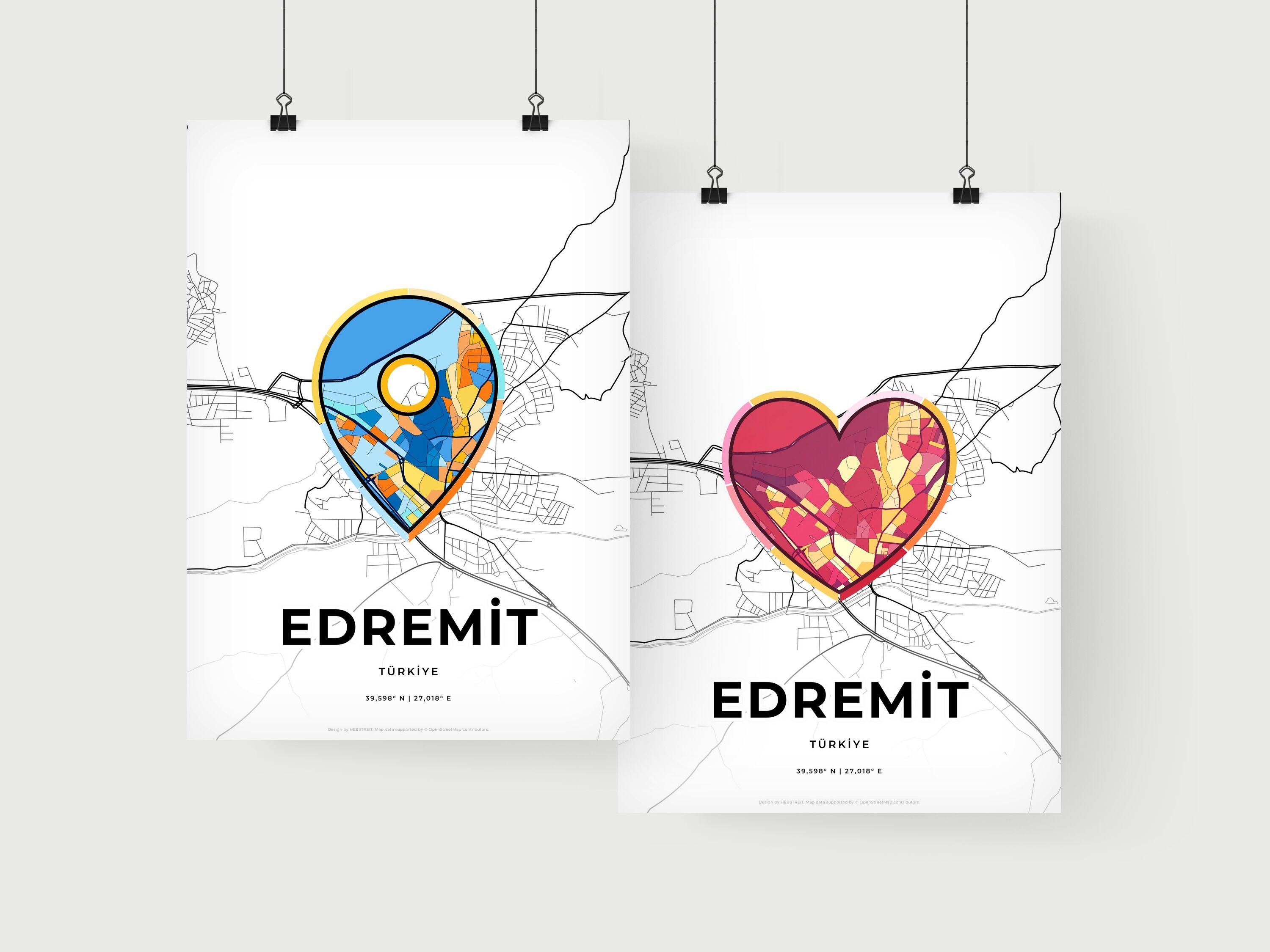 Edremit Turkey, Minimal Art Map With A Colorful Icon – HEBSTREIT