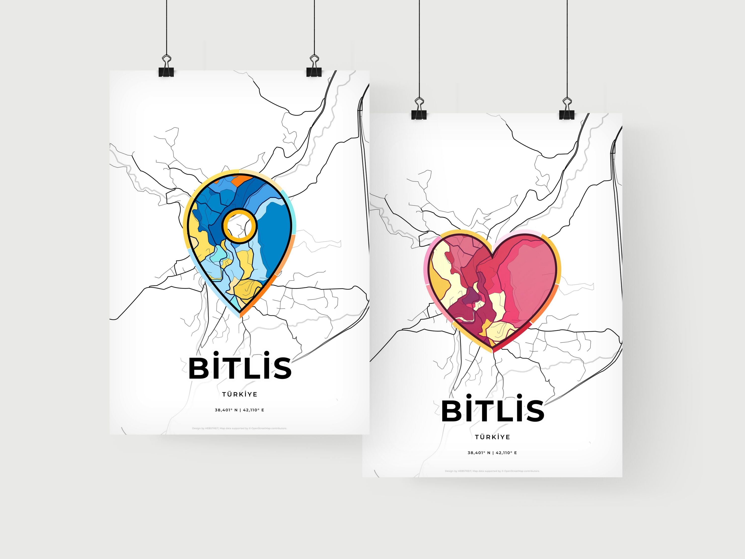 Bitlis Turkey Art Map – HEBSTREIT