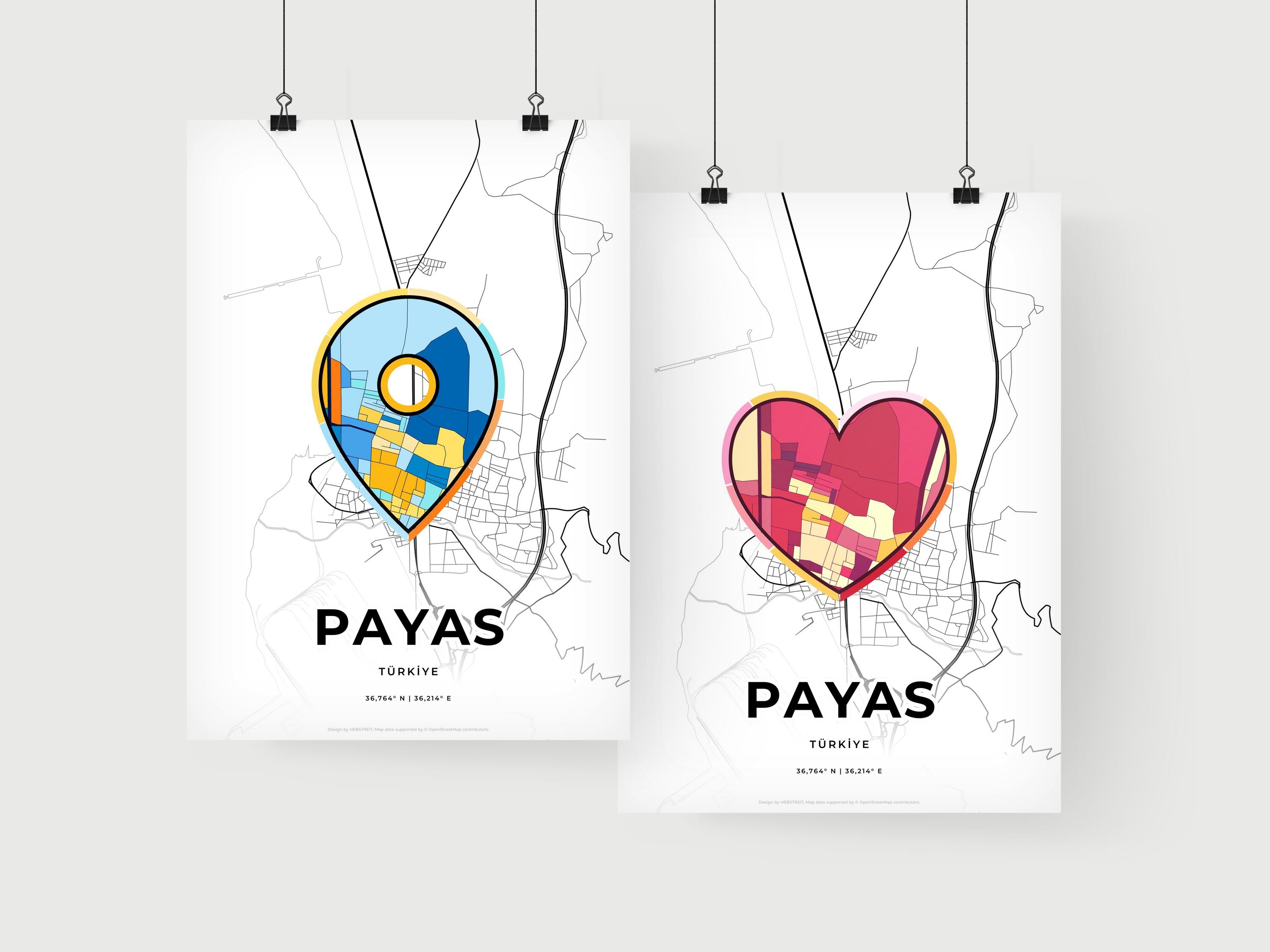Art Map of Payas Turkey, Minimal Art Map With A Colorful Icon – HEBSTREIT