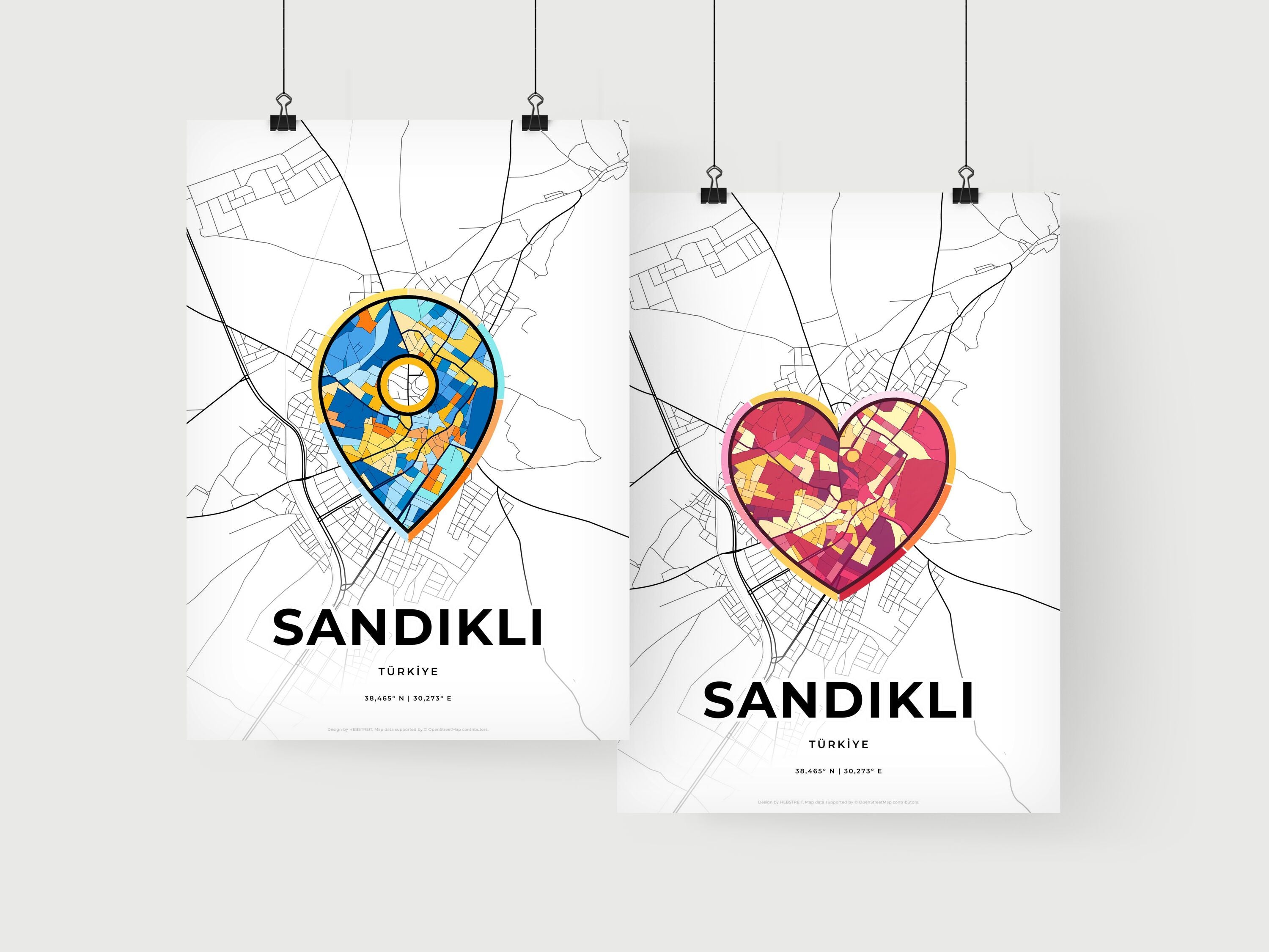 Sandikli Turkey, Minimal Art Map With A Colorful Icon – HEBSTREIT