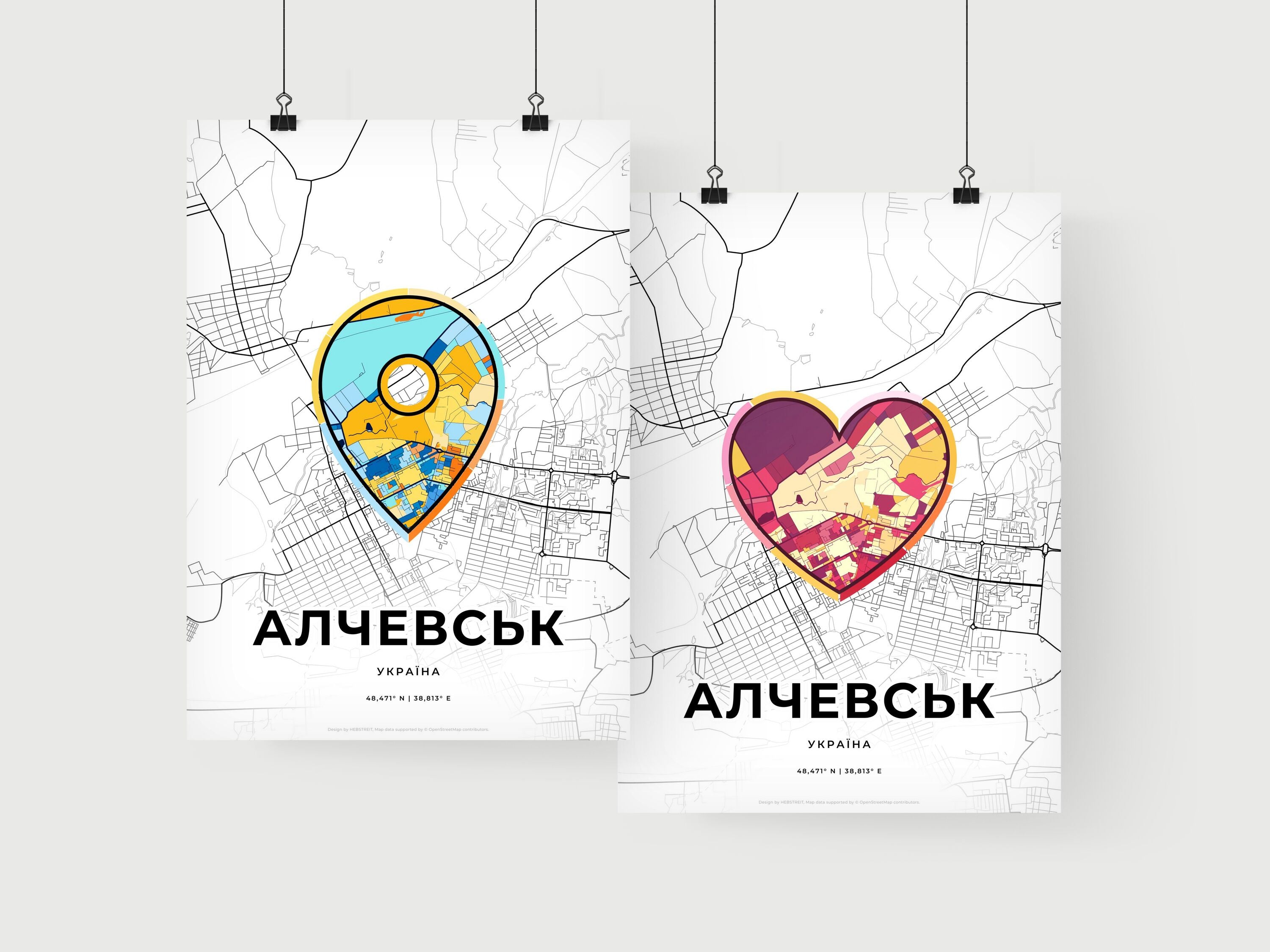 Alchevsk Ukraine, Minimal Art Map With A Colorful Icon – HEBSTREIT