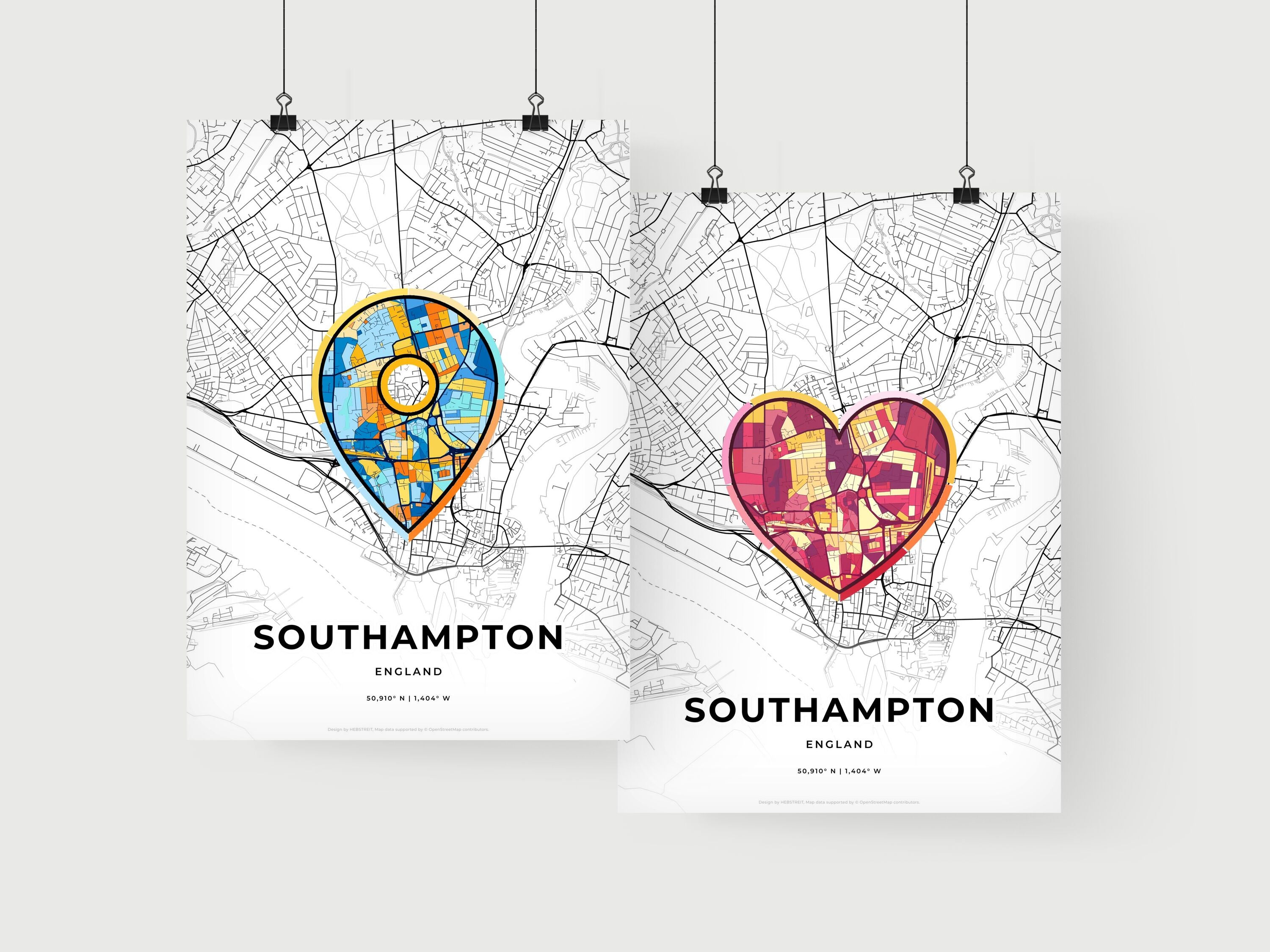 Southampton England, Minimal Art Map With A Colorful Icon – HEBSTREIT