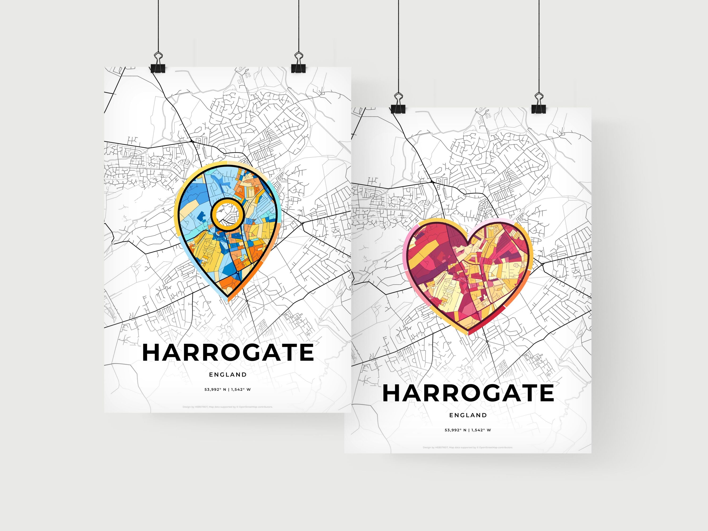 HARROGATE ENGLAND minimal art map with a colorful icon. Creative city ...