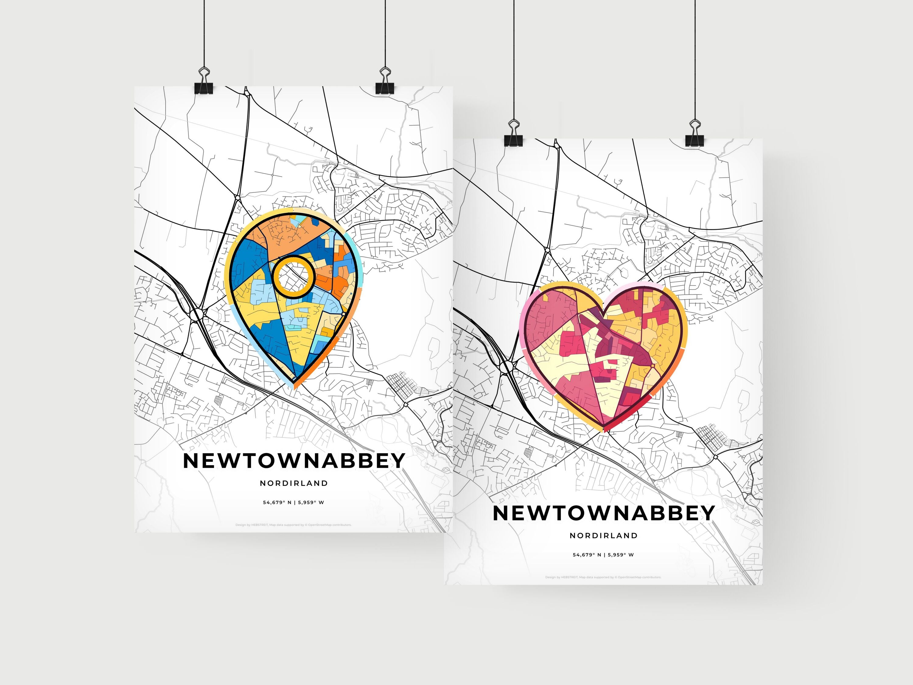 Newtownabbey Northern Ireland Art Map – HEBSTREIT