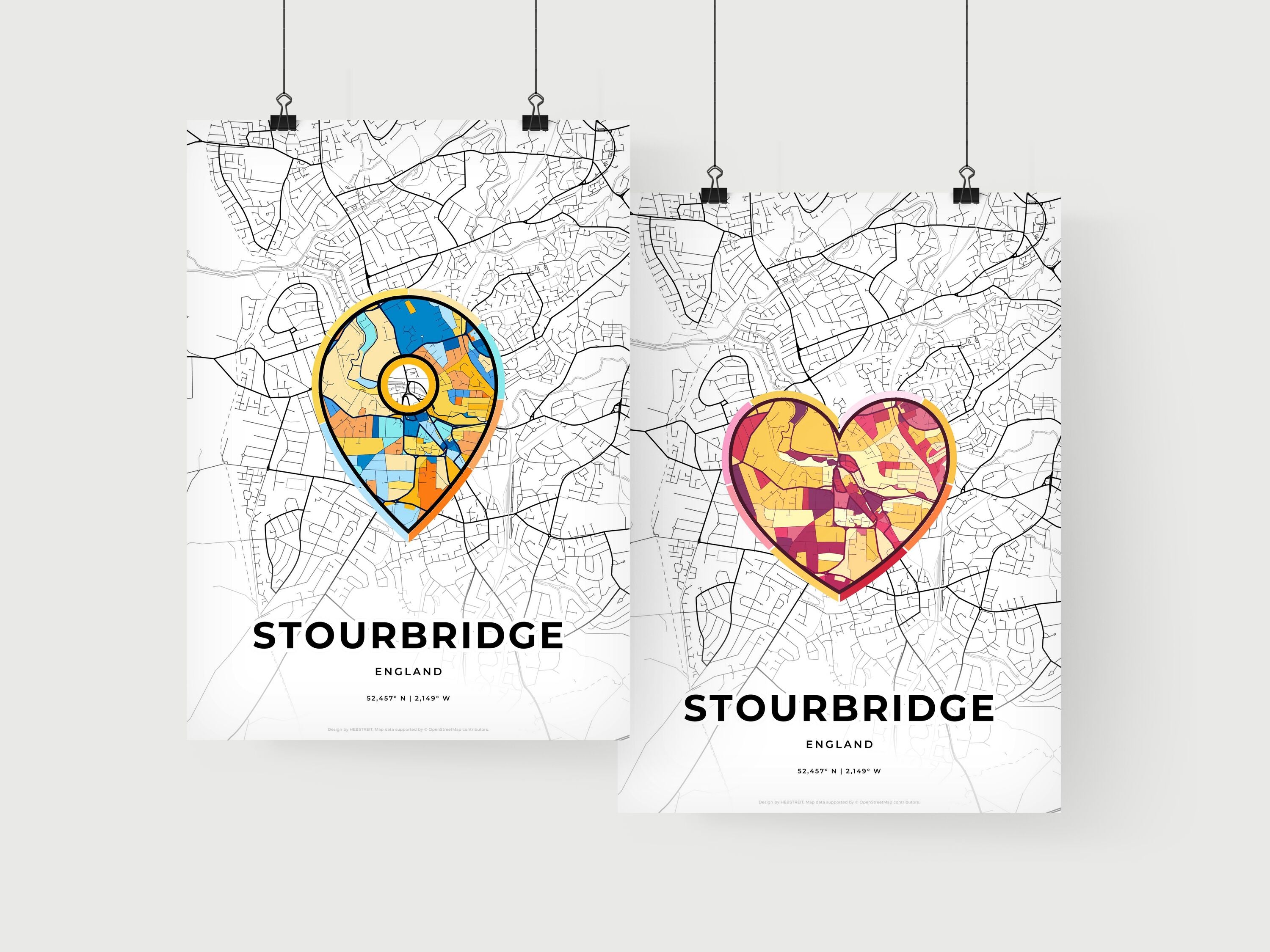 Stourbridge England, Minimal Art Map With A Colorful Icon – HEBSTREIT