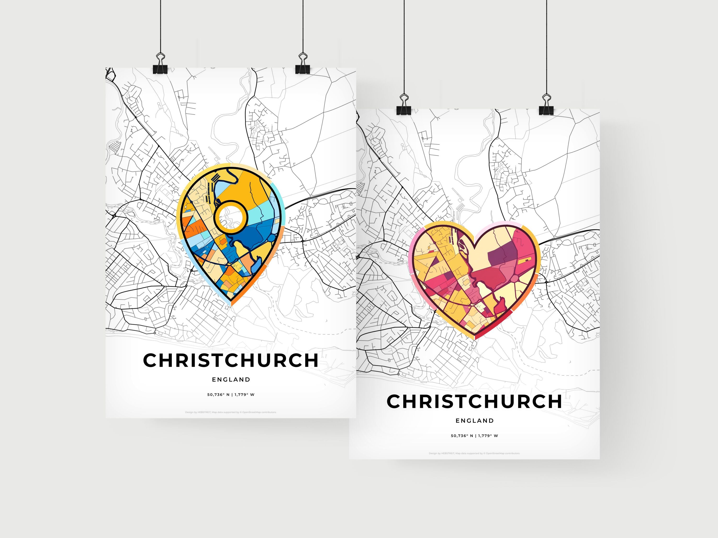 CHRISTCHURCH ENGLAND minimal art map with a colorful icon. Creative ...