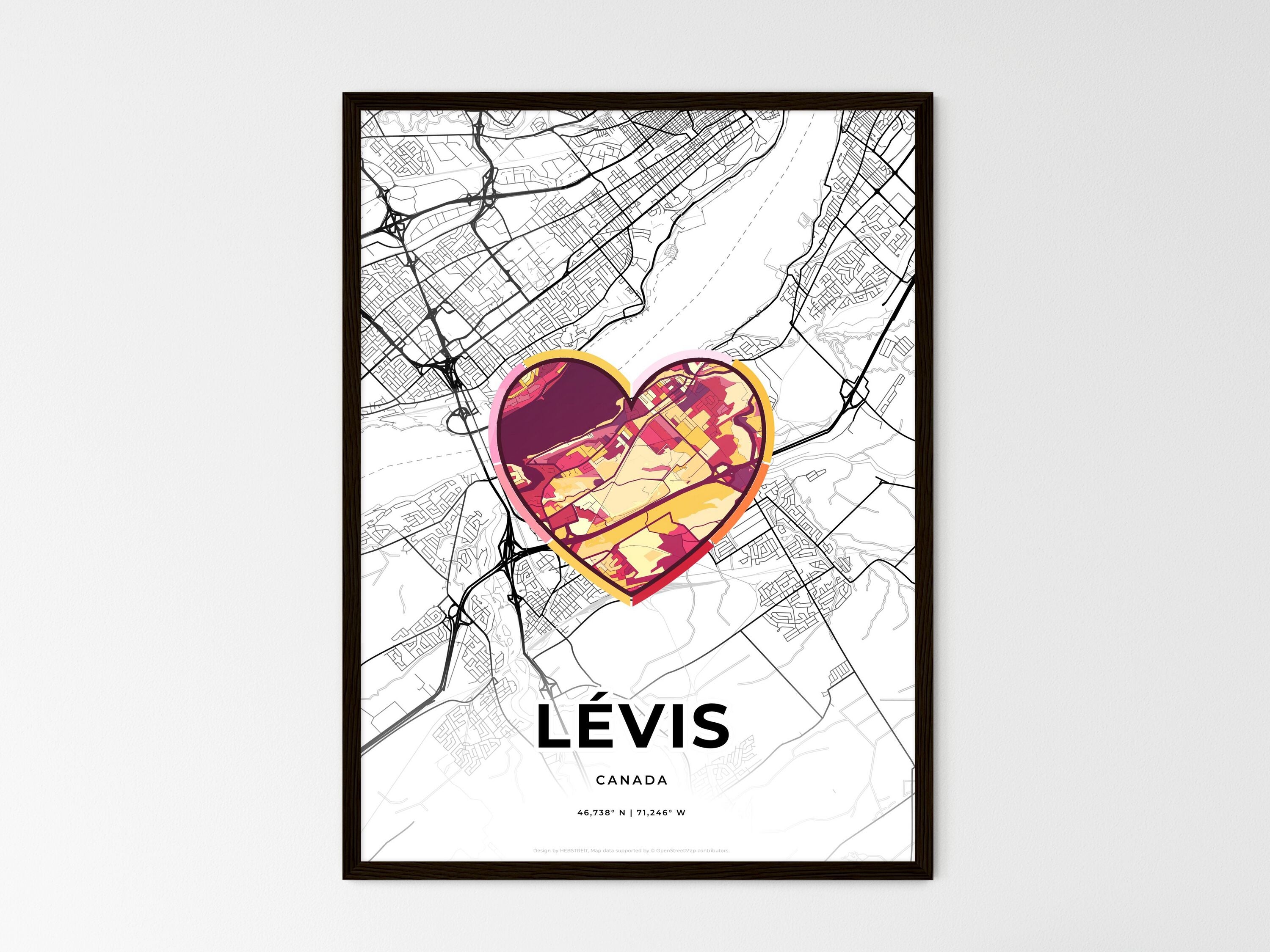 LÉVIS CANADA minimal art map with a colorful icon. Creative city map ...