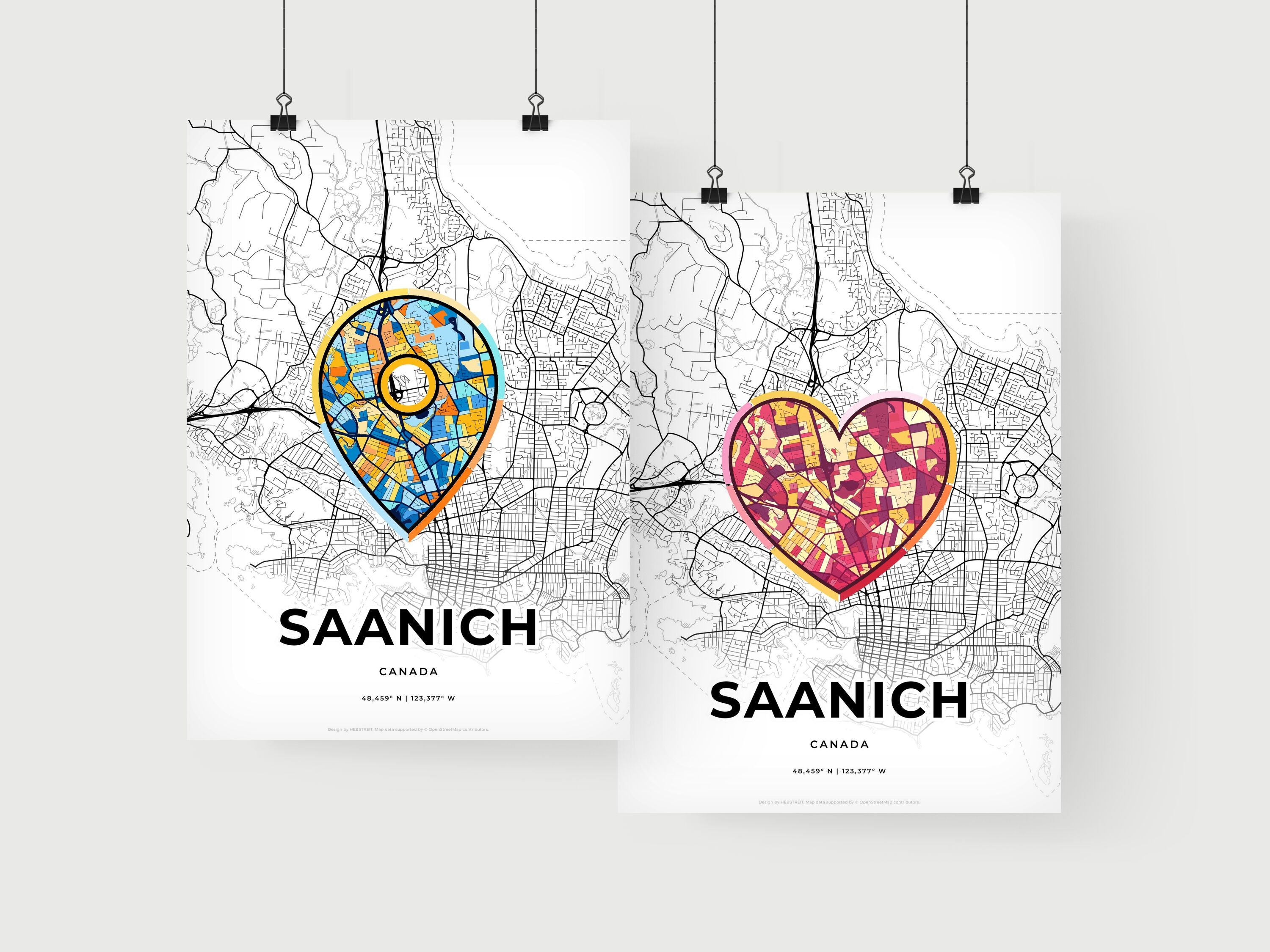 Saanich Canada, Minimal Art Map With A Colorful Icon – HEBSTREIT