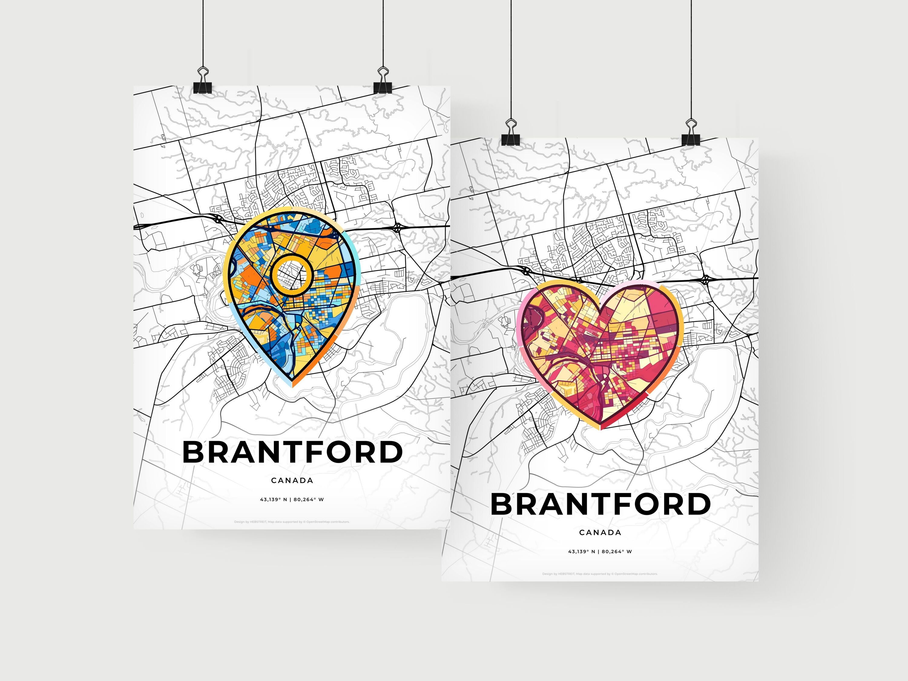 Brantford Canada, Minimal Art Map With A Colorful Icon – HEBSTREIT