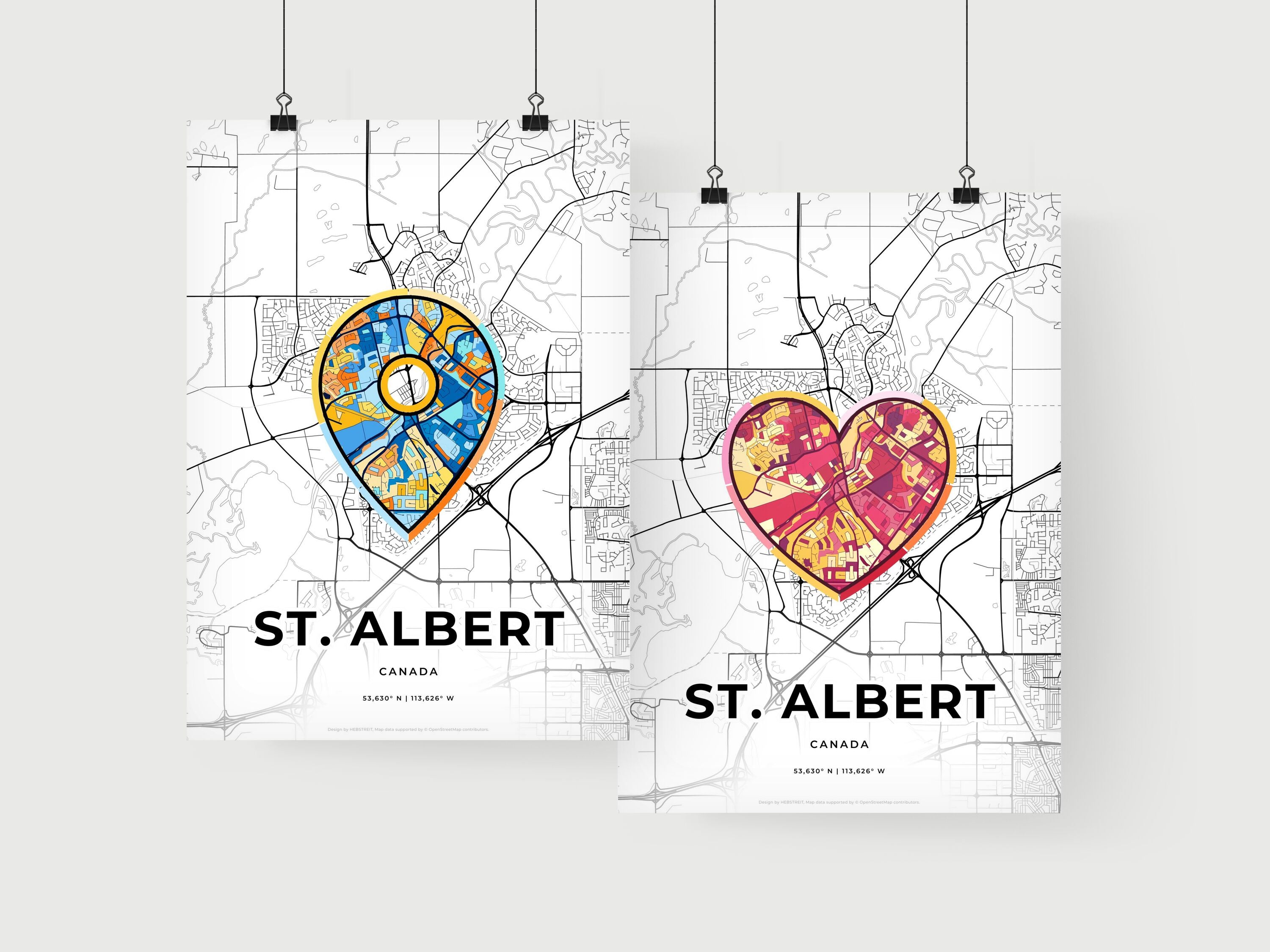 Art Map of St. Albert Canada, Minimal Art Map With A Colorful Icon ...