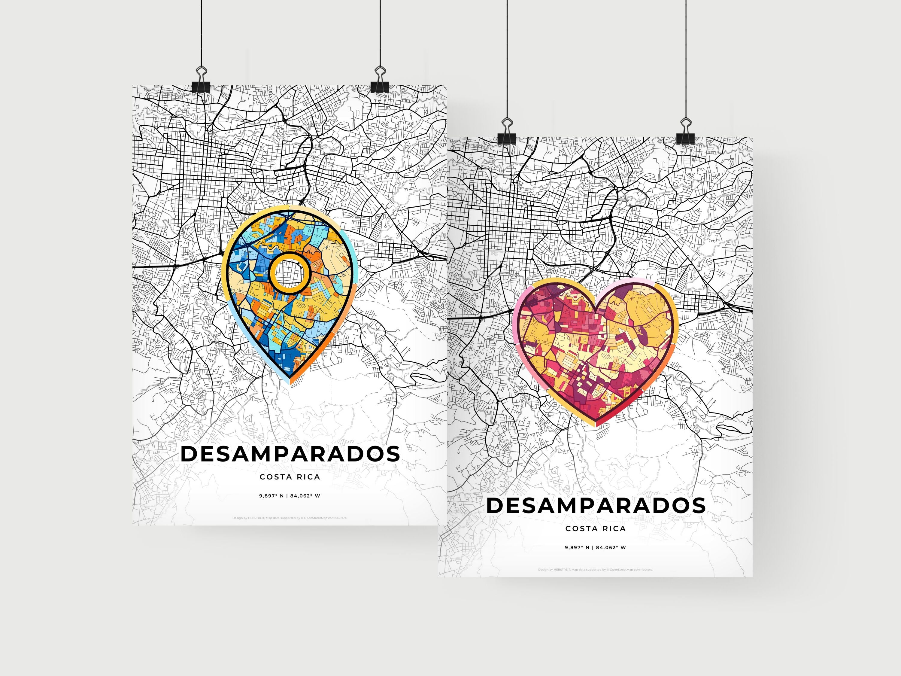 DESAMPARADOS COSTA RICA minimal art map with a colorful icon. Creative ...