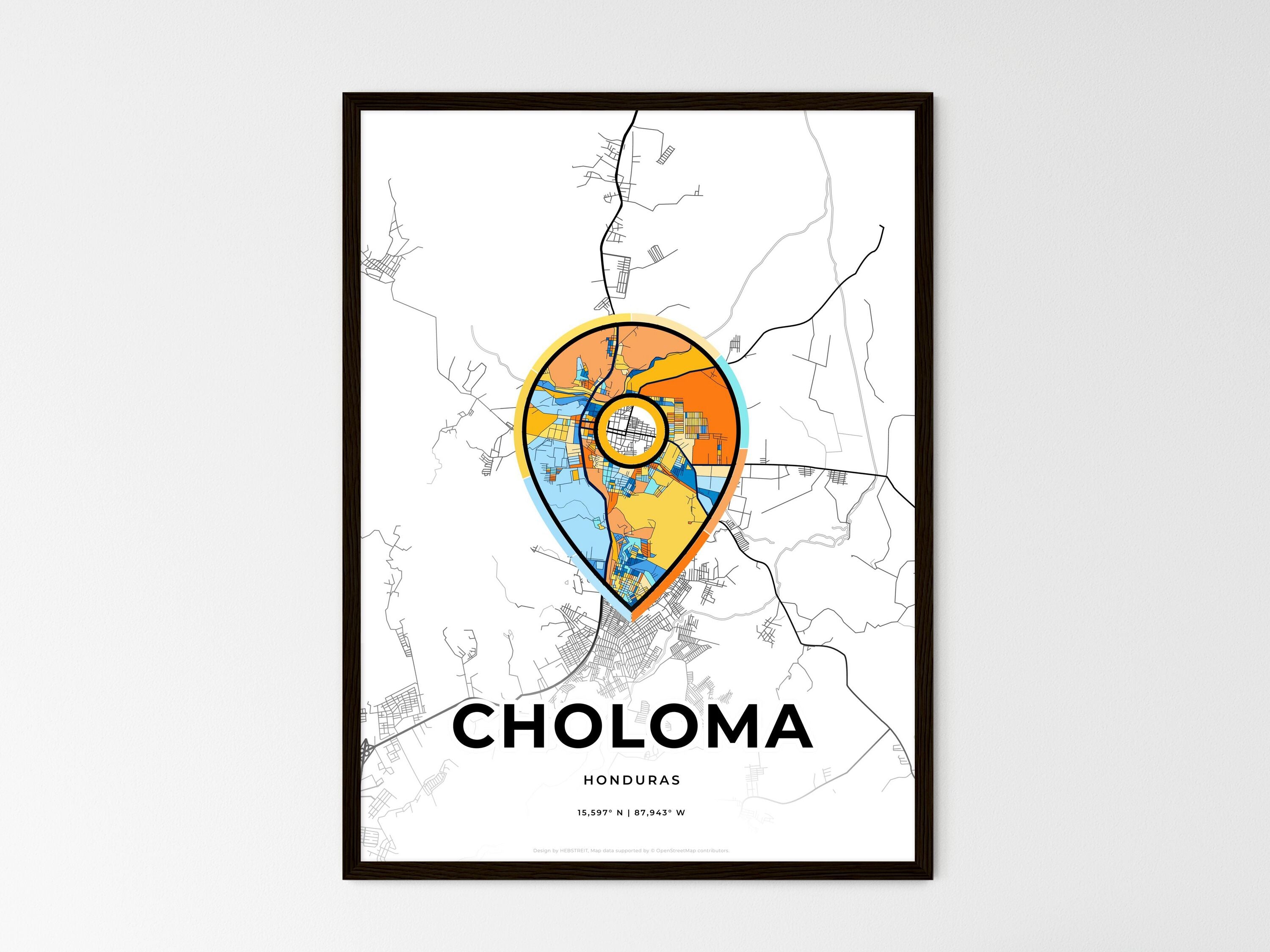 CHOLOMA HONDURAS minimal art map with a colorful icon. Creative city ...