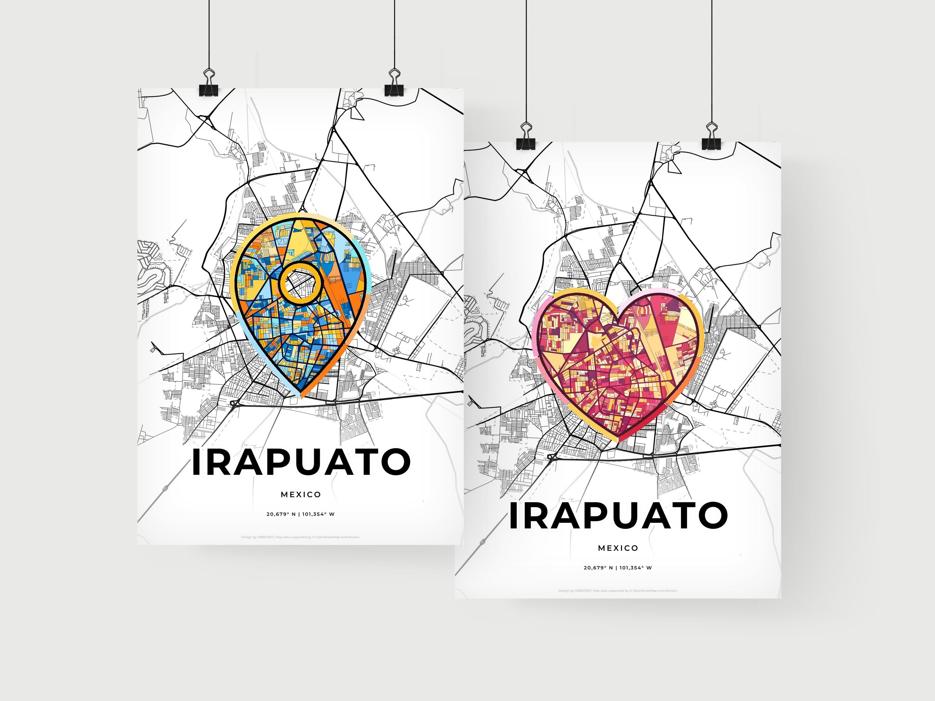 Irapuato Mexico, Minimal Art Map With A Colorful Icon – HEBSTREIT