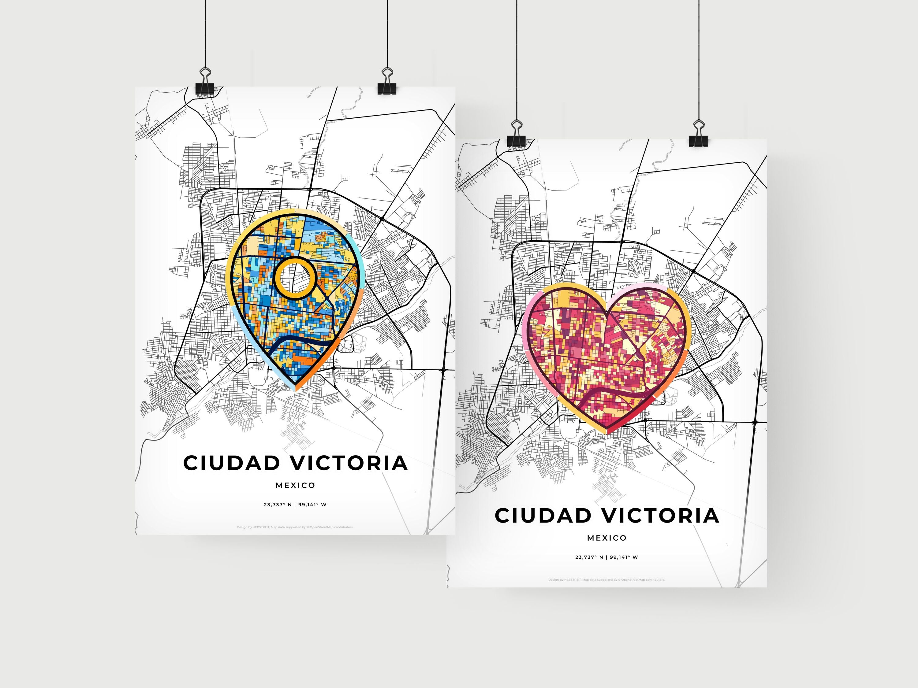 CIUDAD VICTORIA MEXICO minimal art map with a colorful icon. Creative ...