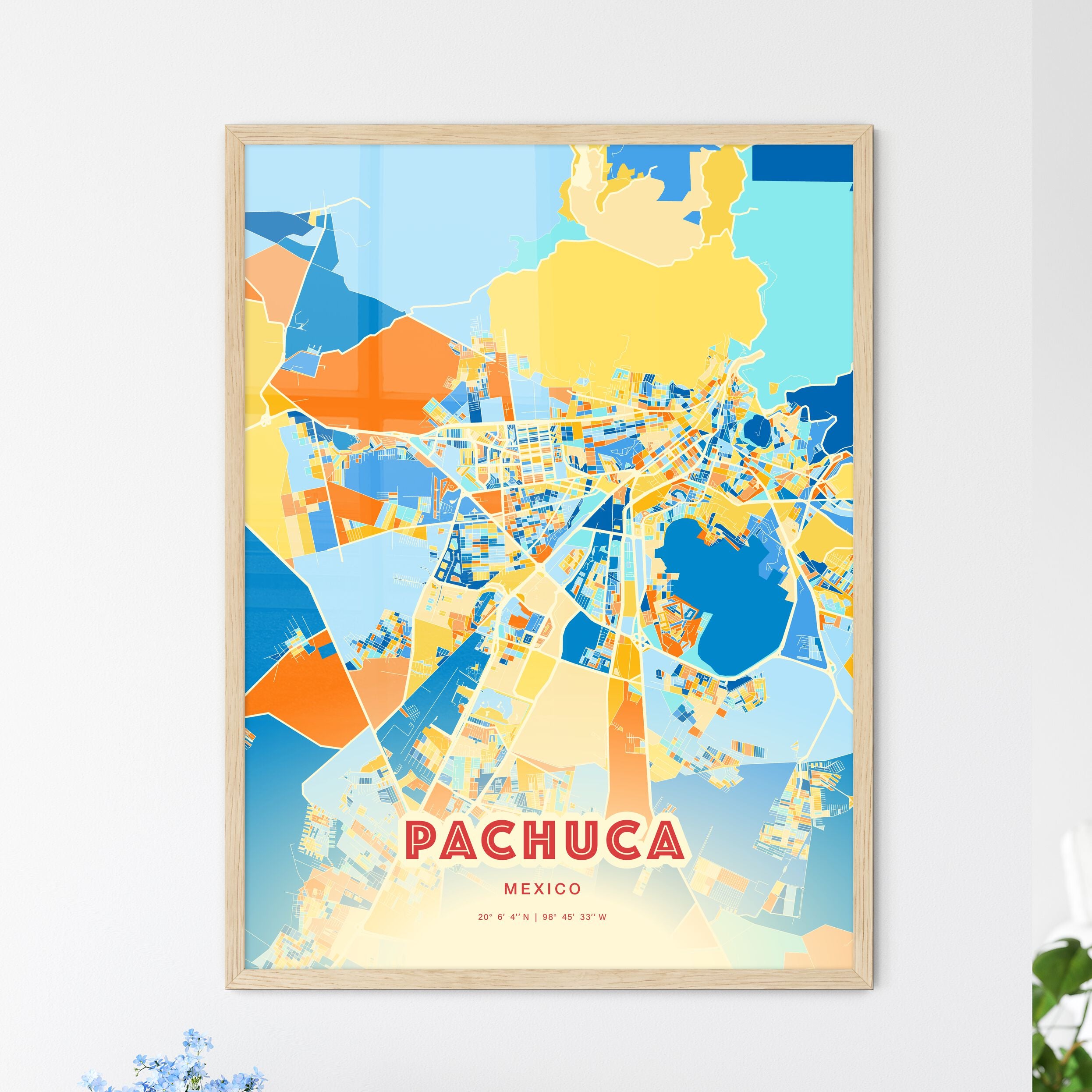 Colorful Pachuca Mexico Fine Art Map Poster | Customizable – HEBSTREIT