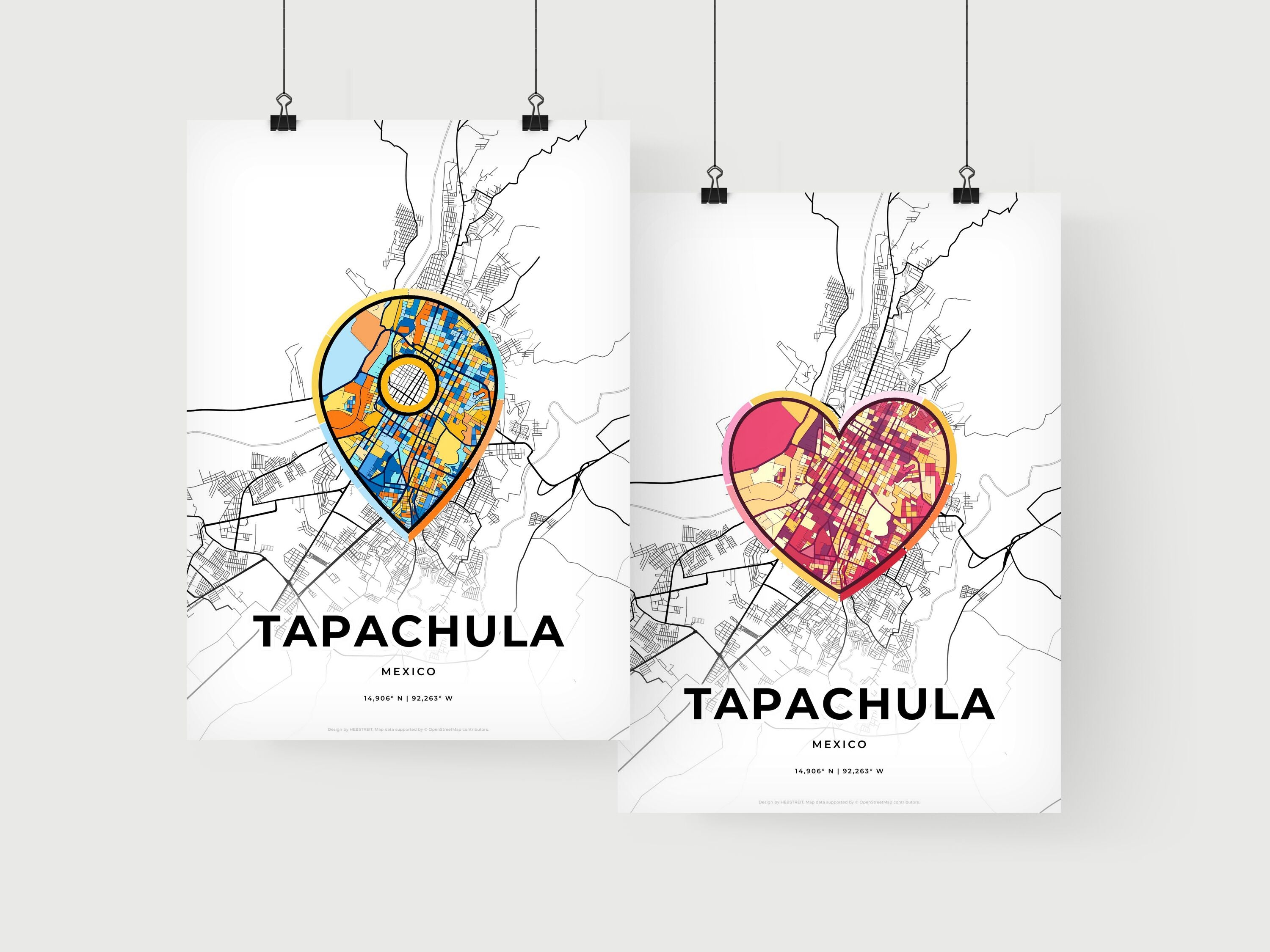 Art Map of Tapachula Mexico, Minimal Art Map With A Colorful Icon ...
