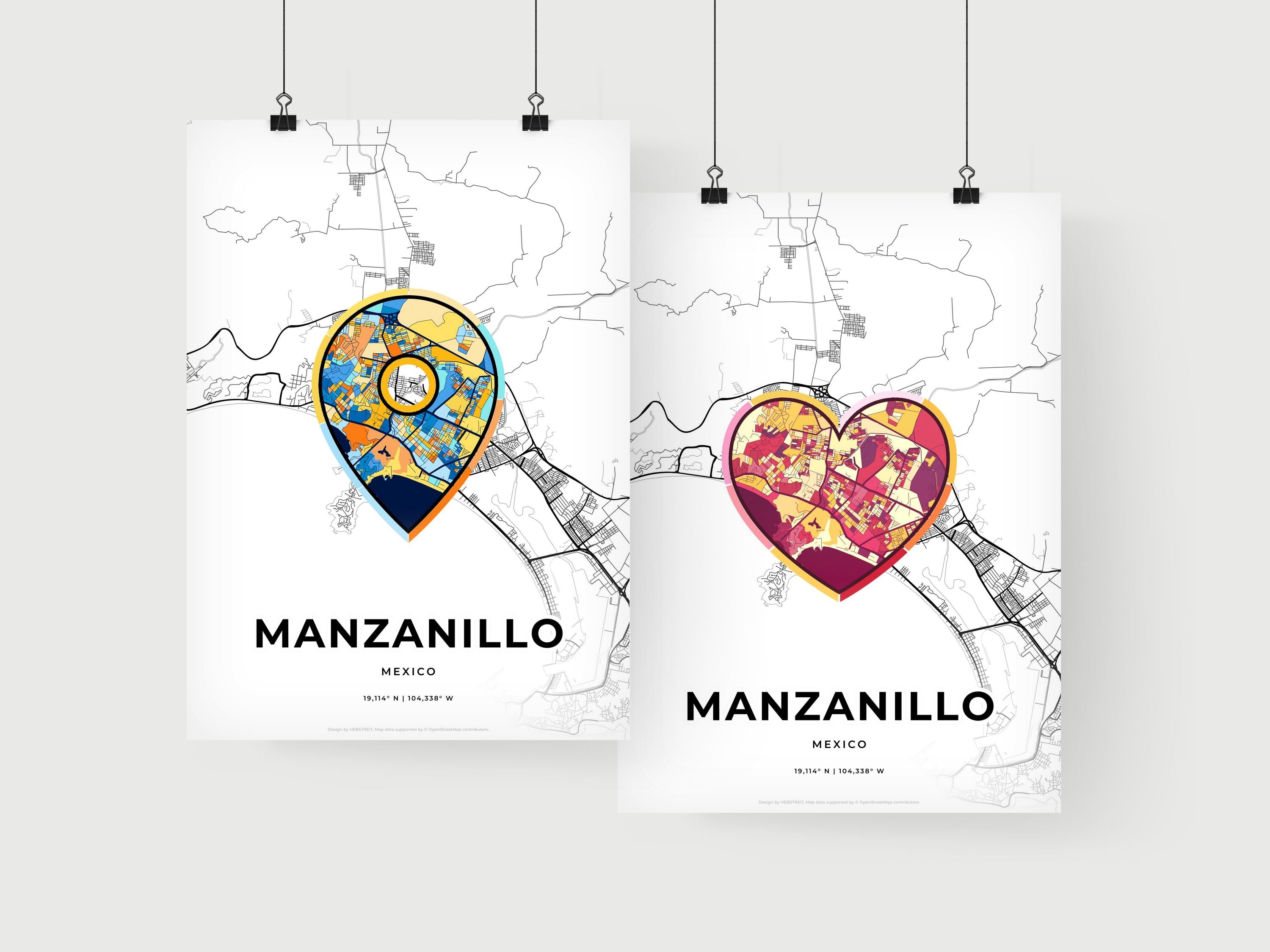 Manzanillo Mexico, Minimal Art Map With A Colorful Icon – HEBSTREIT