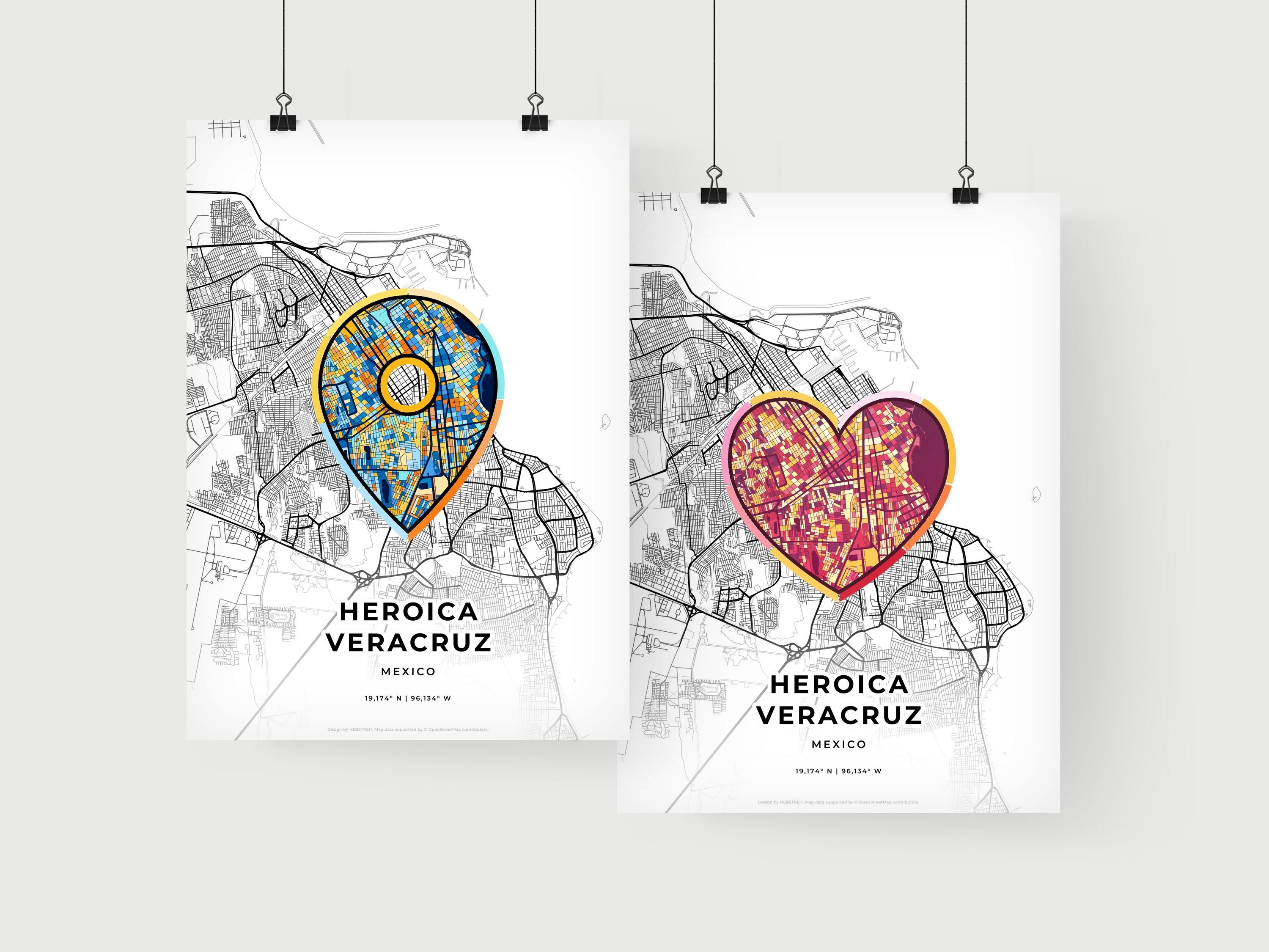 HEROICA VERACRUZ MEXICO minimal art map with a colorful icon. Creative ...