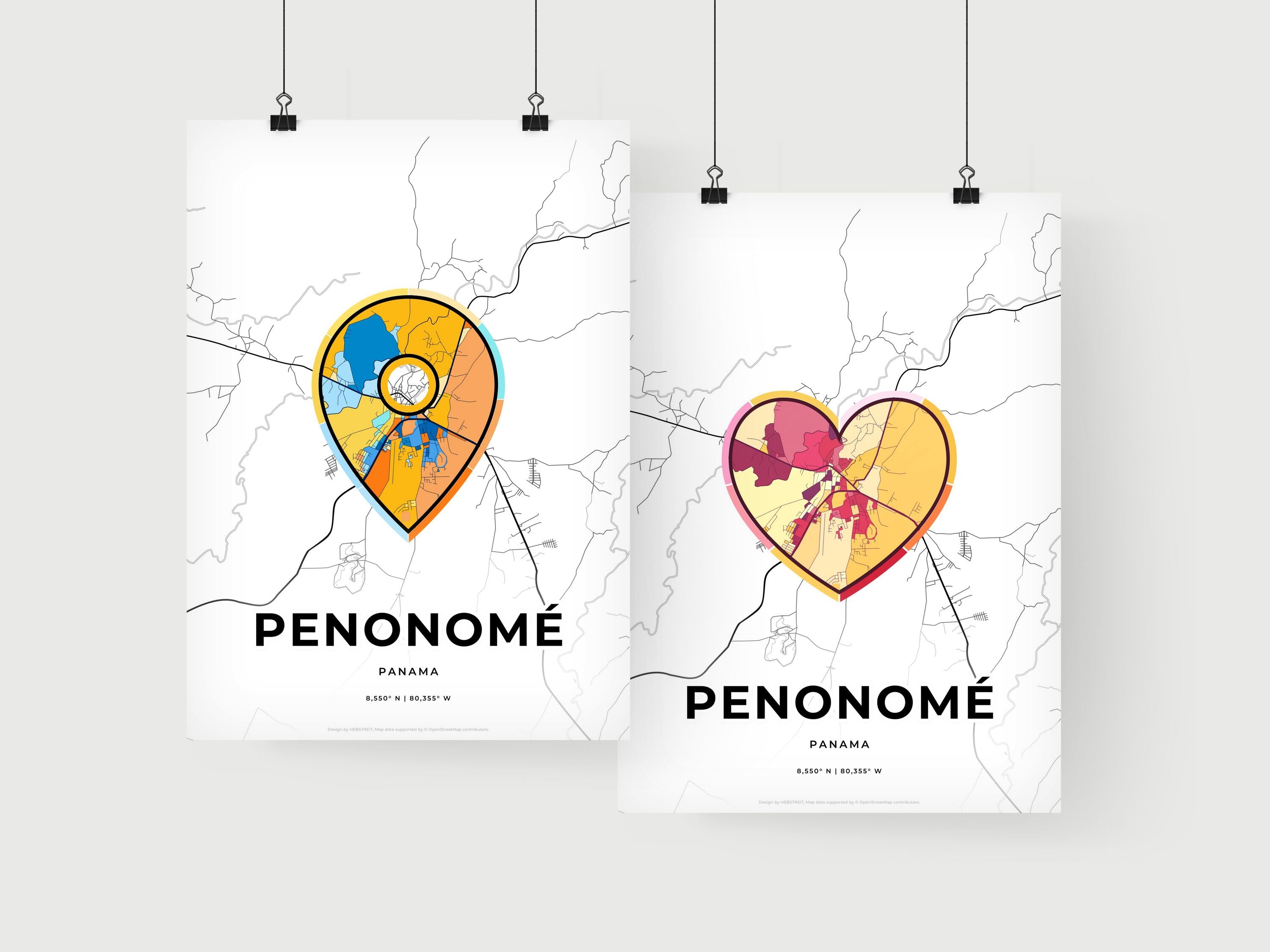 PENONOMÉ PANAMA minimal art map with a colorful icon. Creative city map ...