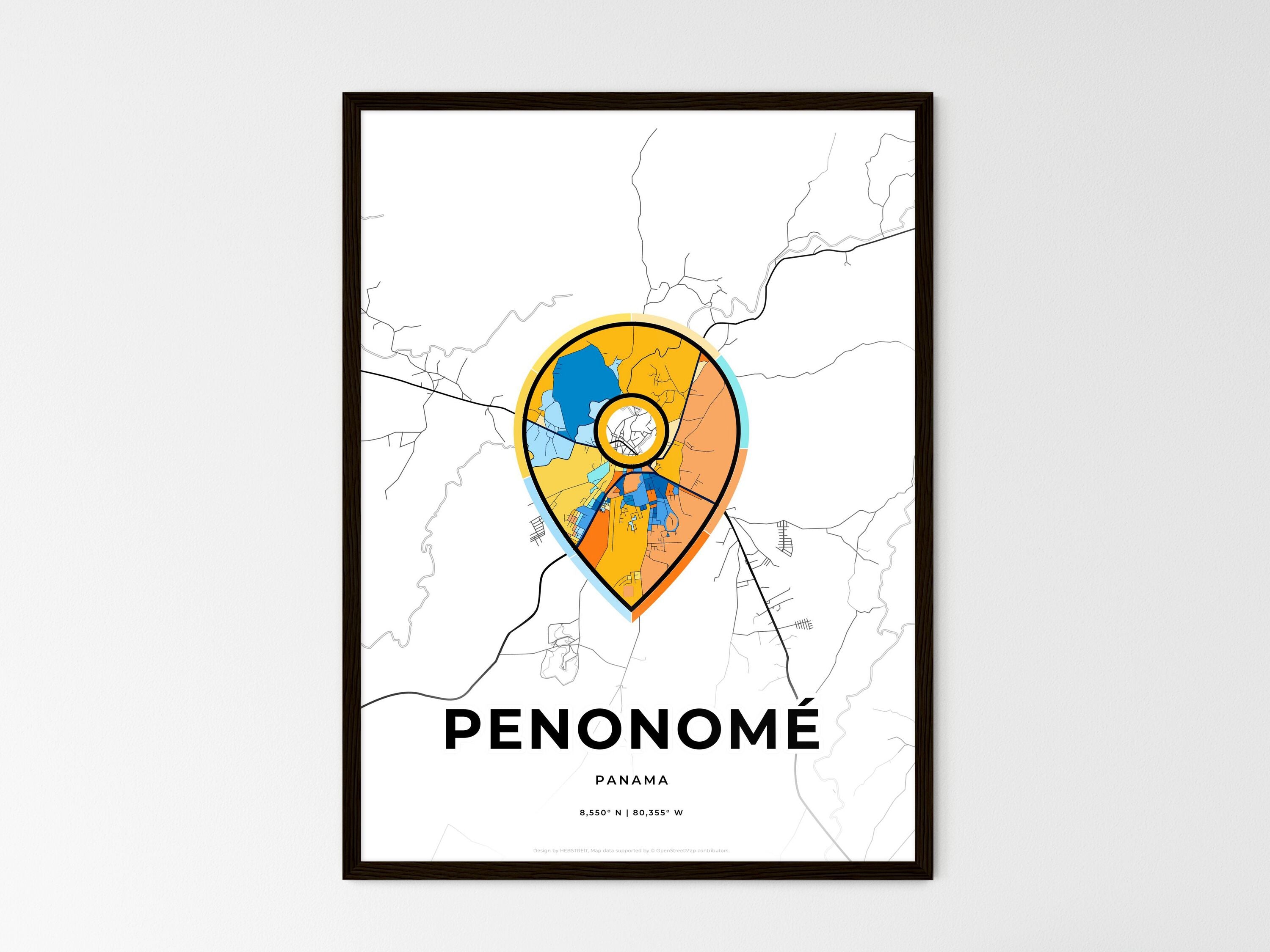 PENONOMÉ PANAMA minimal art map with a colorful icon. Creative city map ...