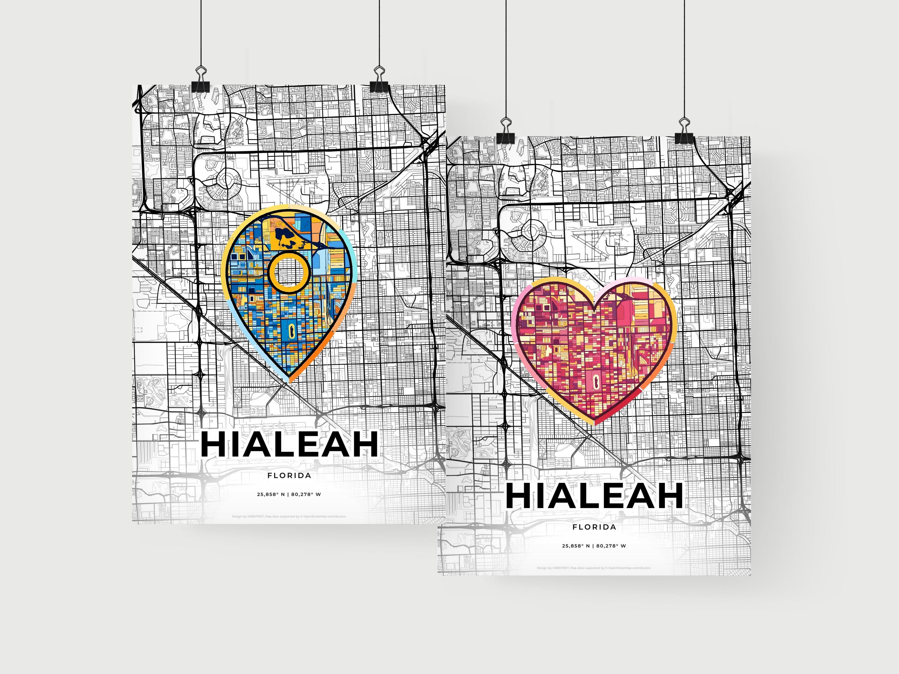 HIALEAH UNITED STATES minimal art map with a colorful icon. Creative ...