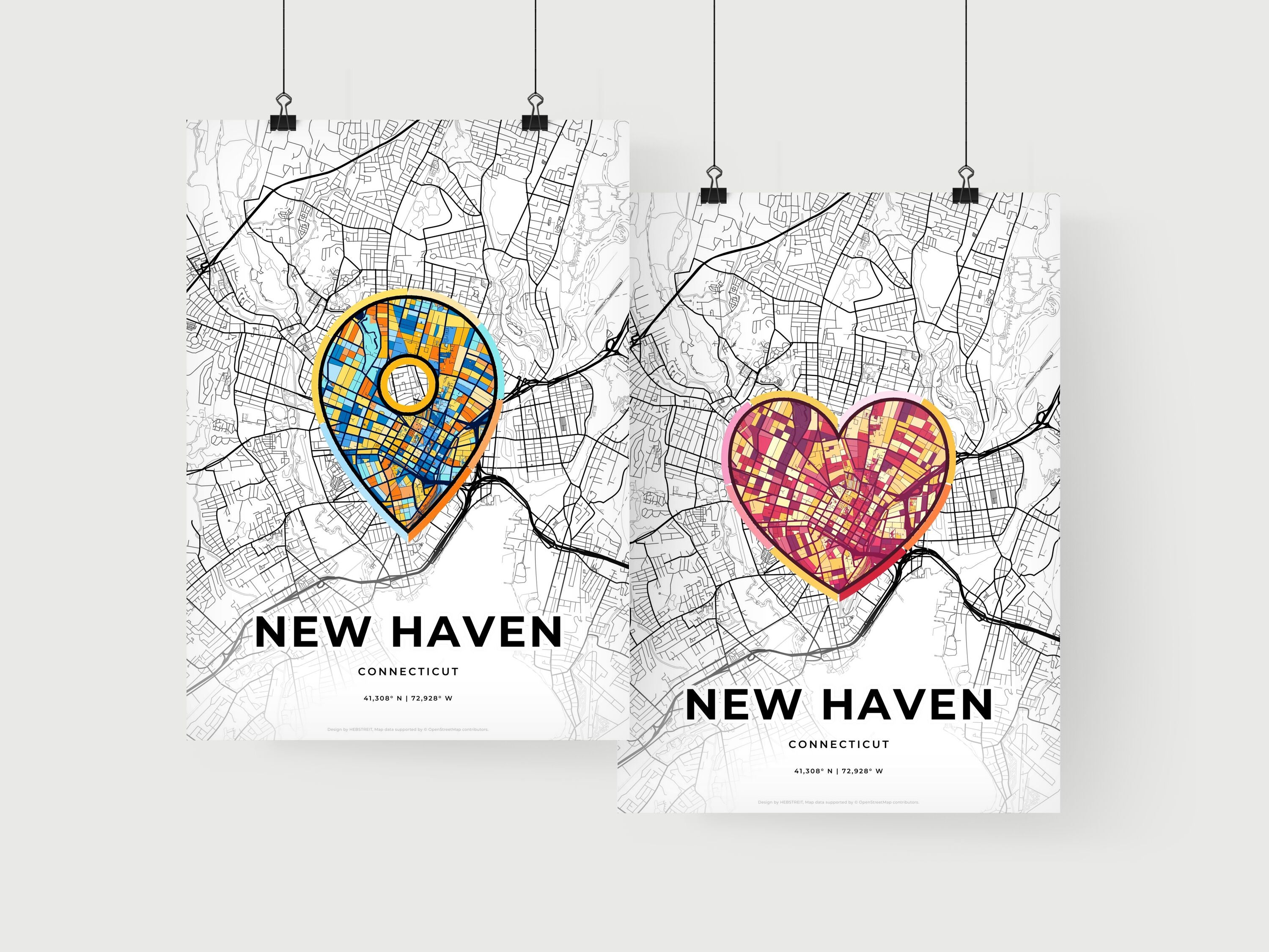 NEW HAVEN UNITED STATES minimal art map with a colorful icon. Creative ...