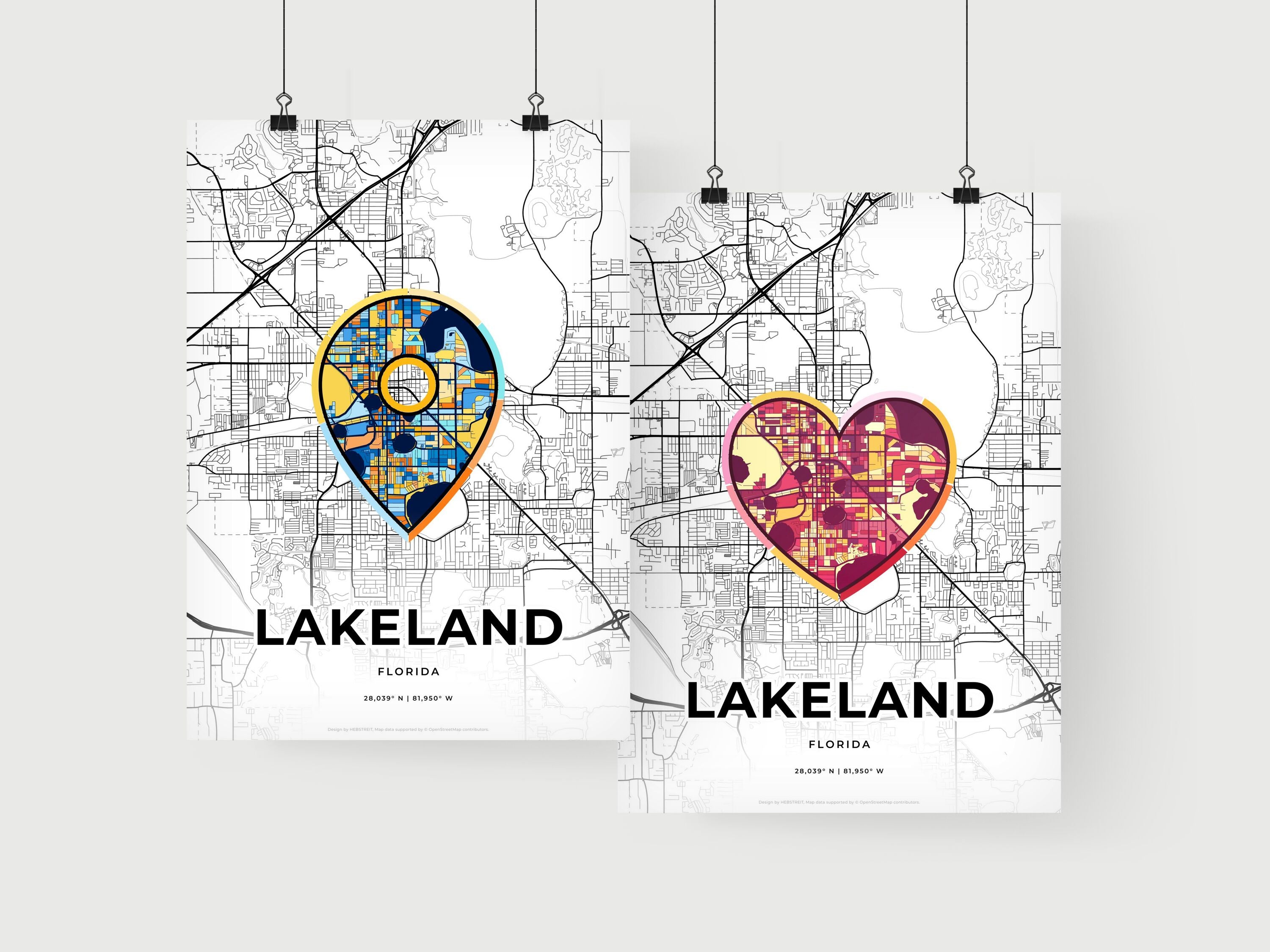 LAKELAND UNITED STATES minimal art map with a colorful icon. Creative ...