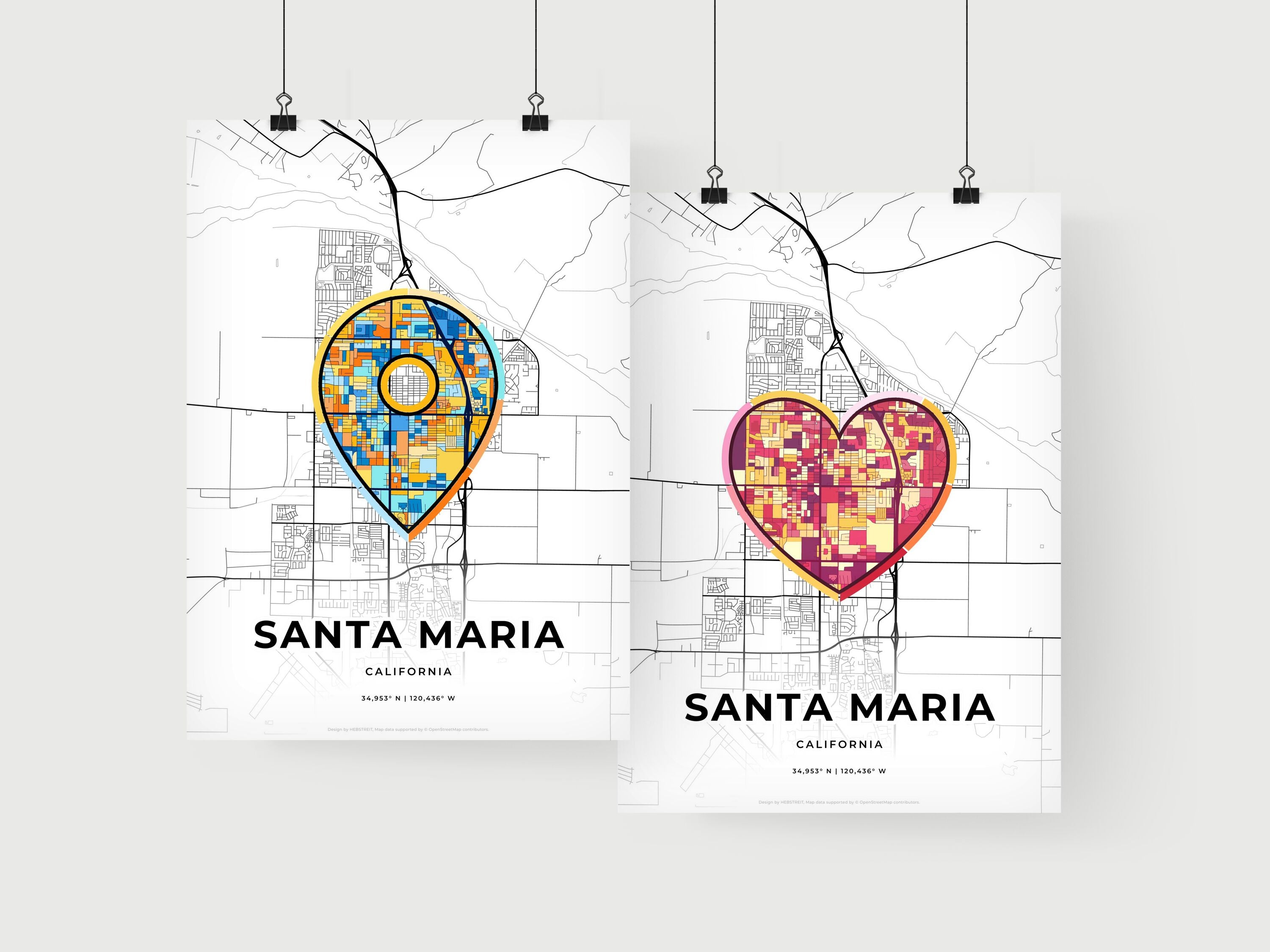 SANTA MARIA UNITED STATES minimal art map with a colorful icon ...