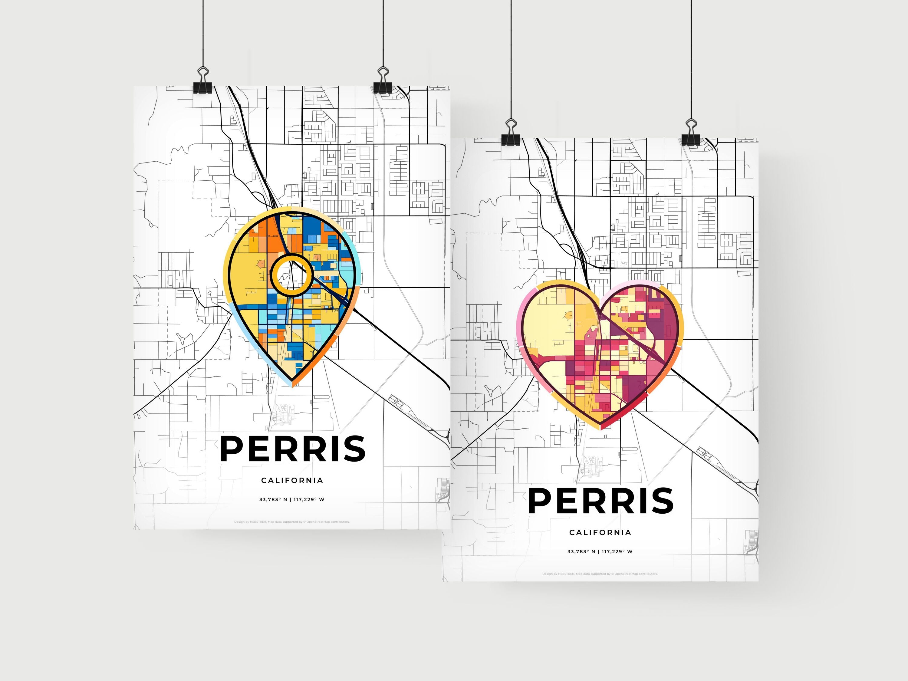 PERRIS UNITED STATES minimal art map with a colorful icon. Creative ...