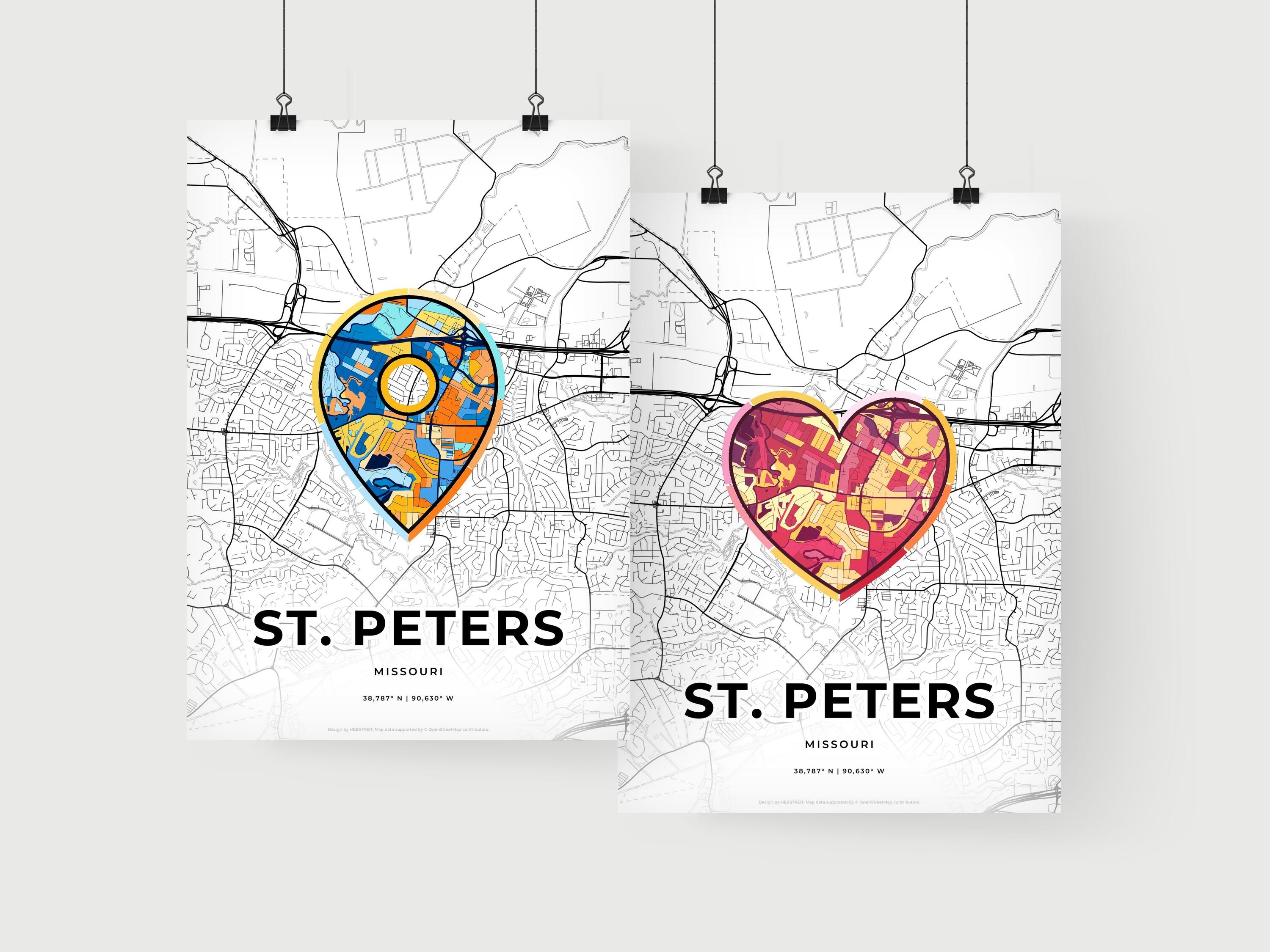 ST. PETERS UNITED STATES minimal art map with a colorful icon. Creative ...