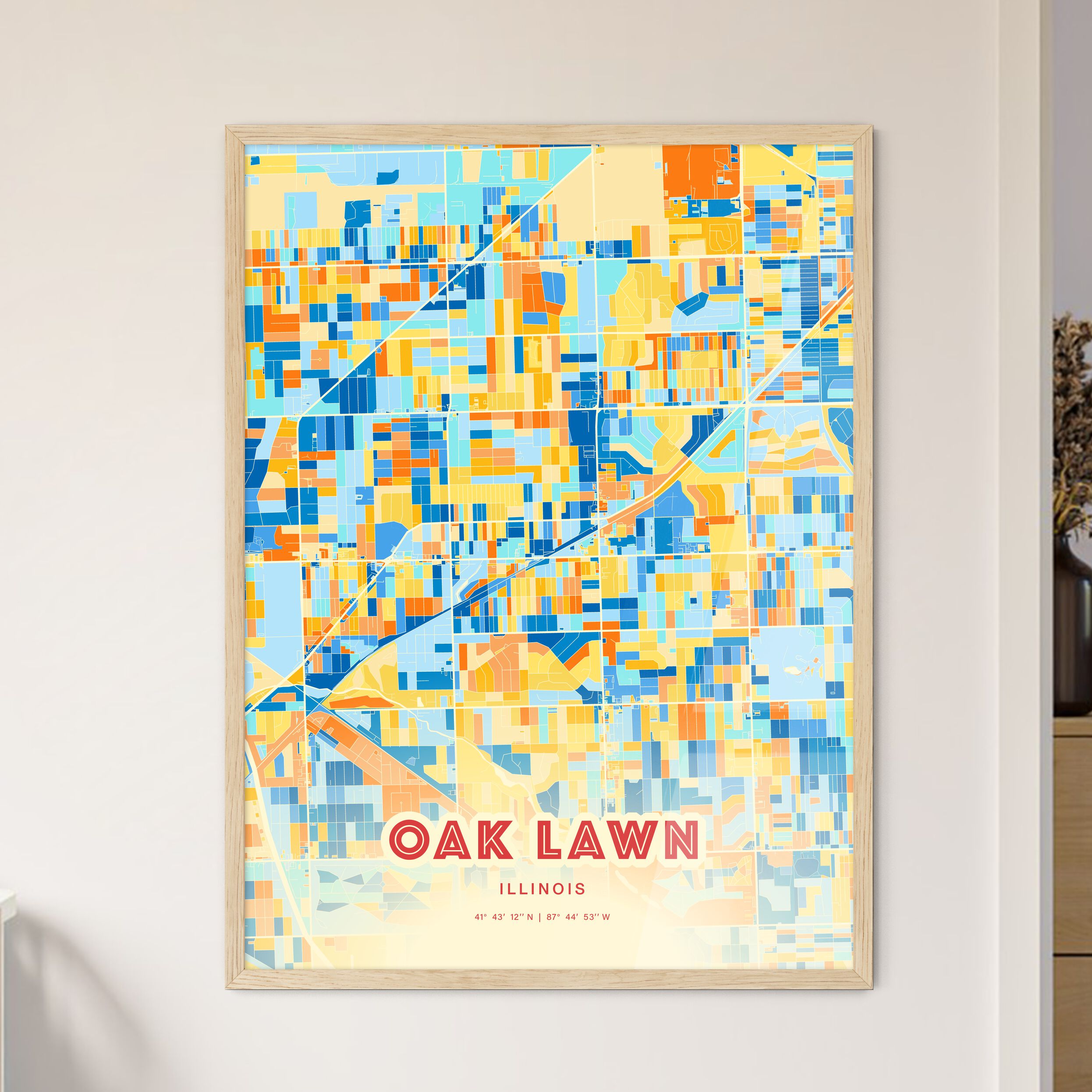 Colorful Oak Lawn Illinois Fine Art Map Poster | Customizable – HEBSTREIT