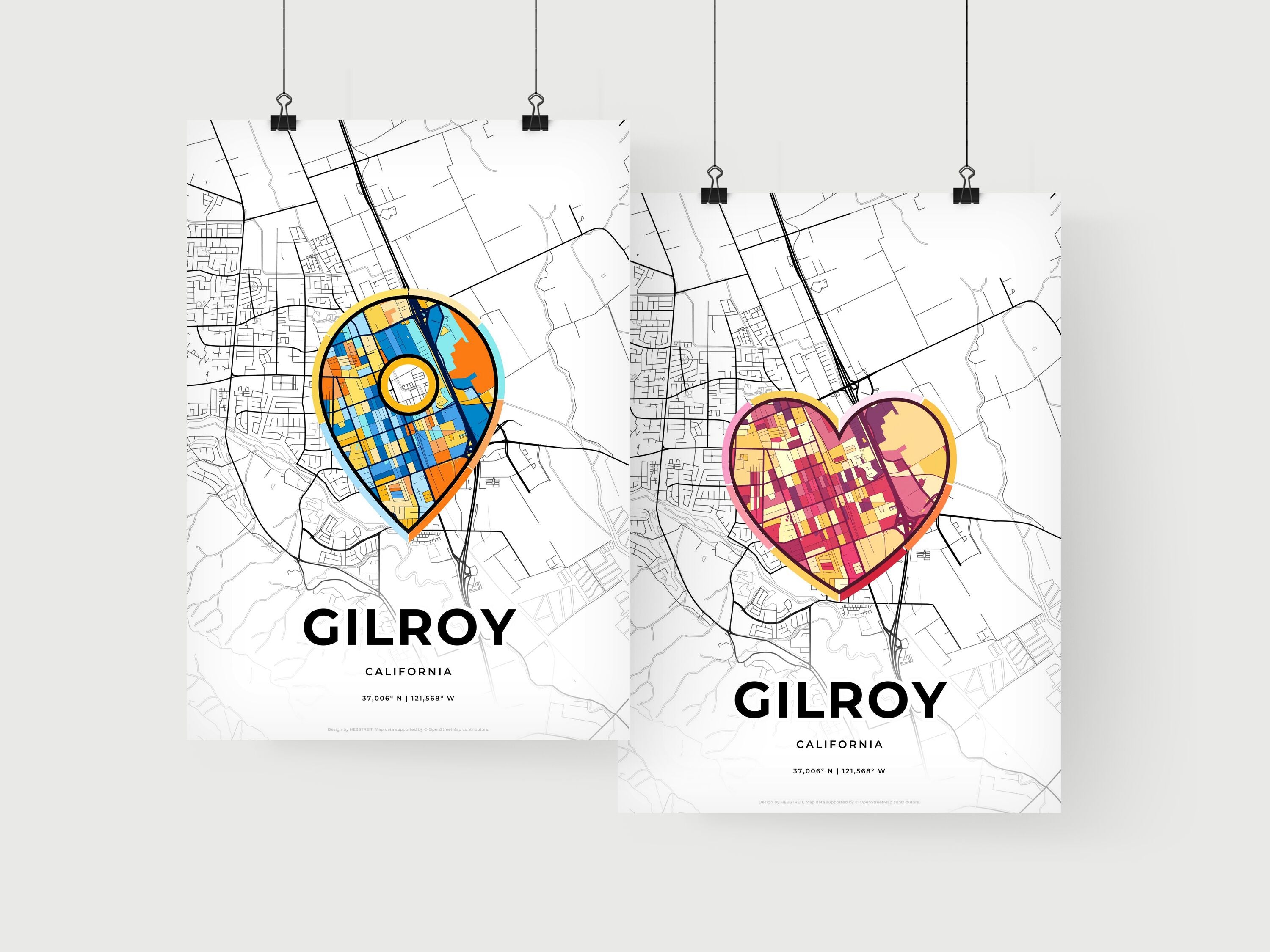 GILROY UNITED STATES minimal art map with a colorful icon. Creative ...